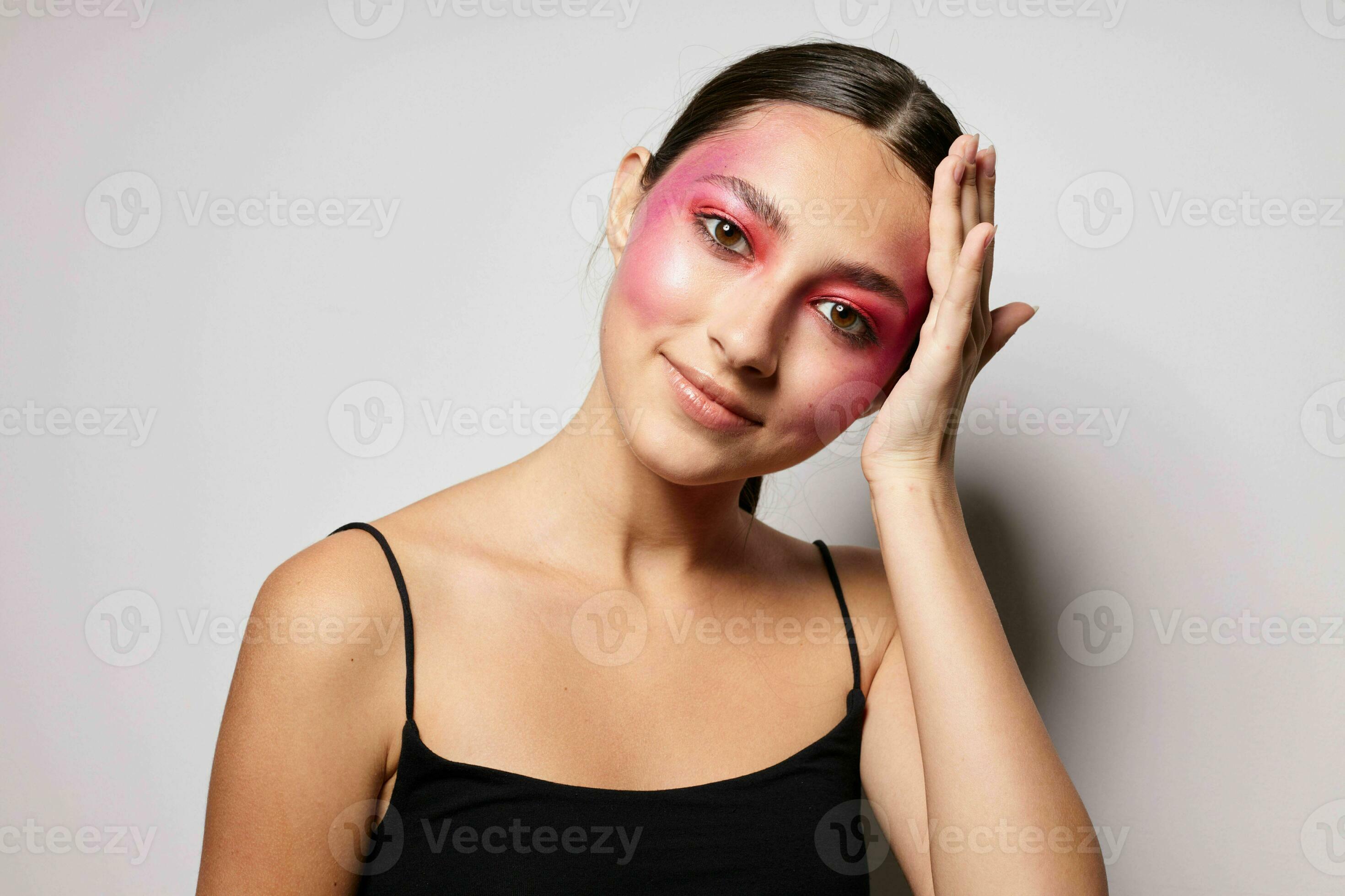 Beauty Fashion Female Smile Bright Pink Makeup Emotions Cosmetics
