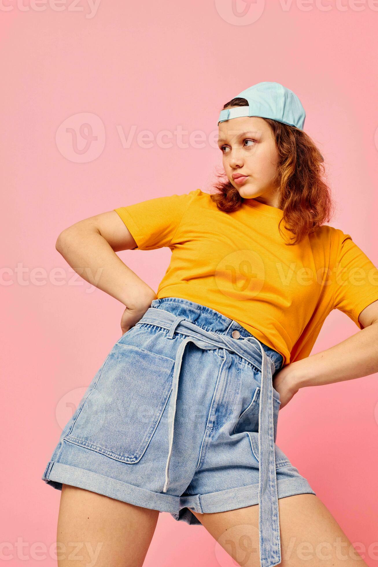 pretty woman grimace posing summer style fashion isolated backgrounds ...