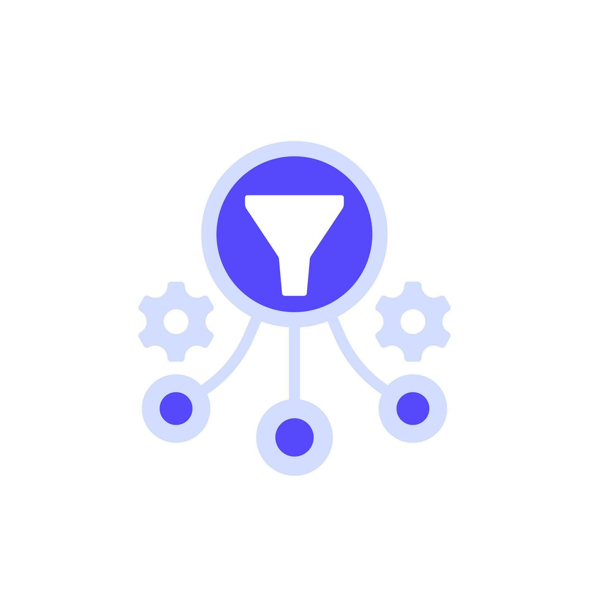 Data filtering icon with a funnel and gears 25713055 Vector Art at Vecteezy