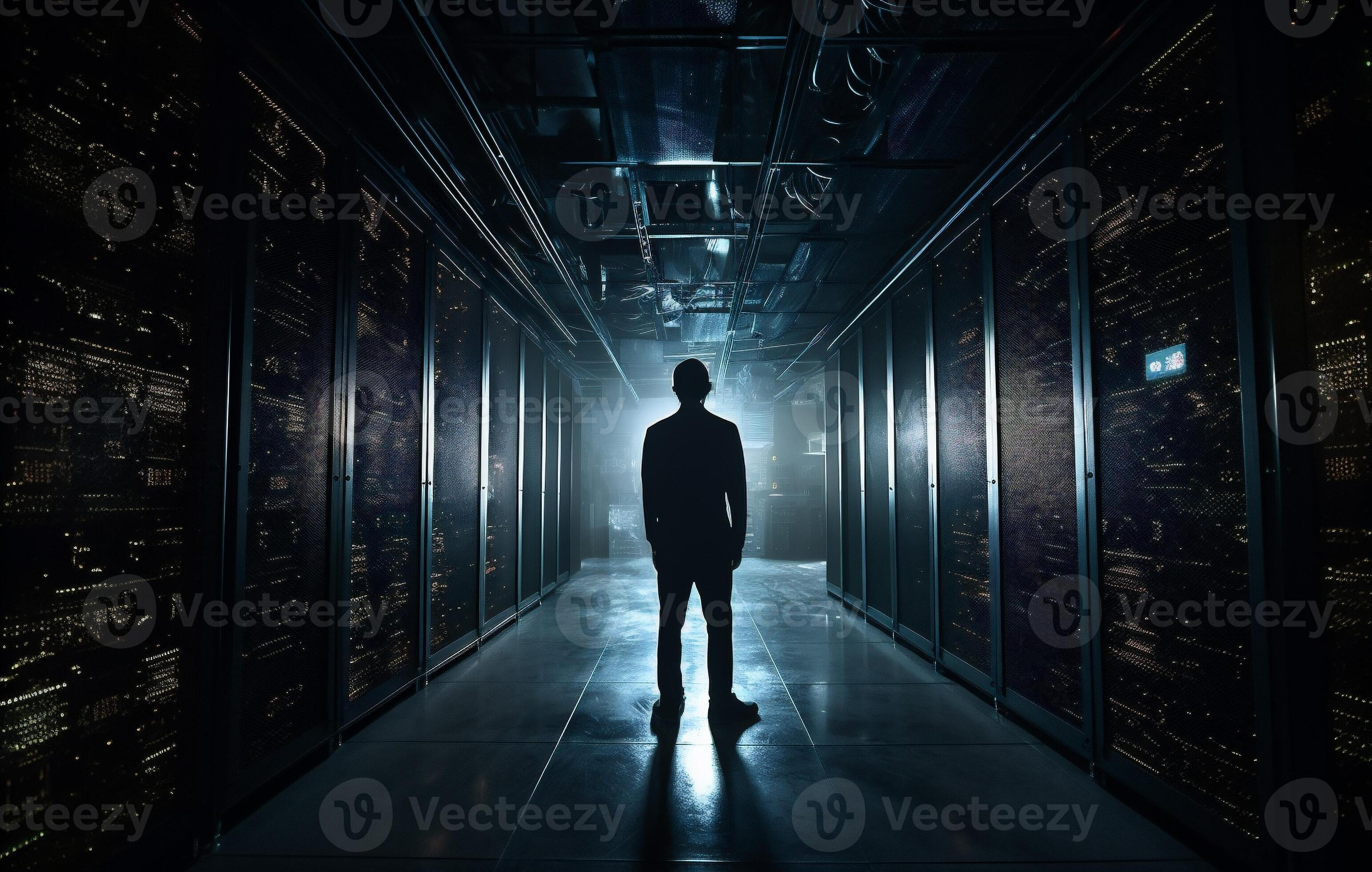 Man Technology Center Datum Server Storage Computer Connection System Cloud Data Network