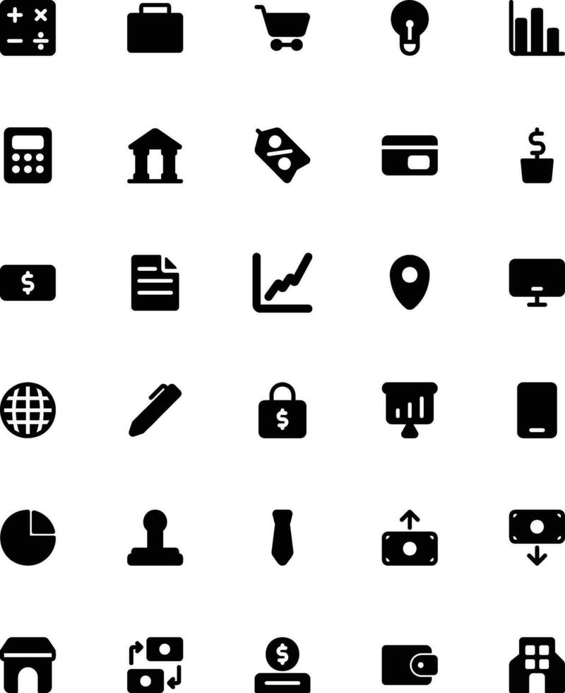 Vector of Business Icon Set Solid. Perfect for user interface, new ...