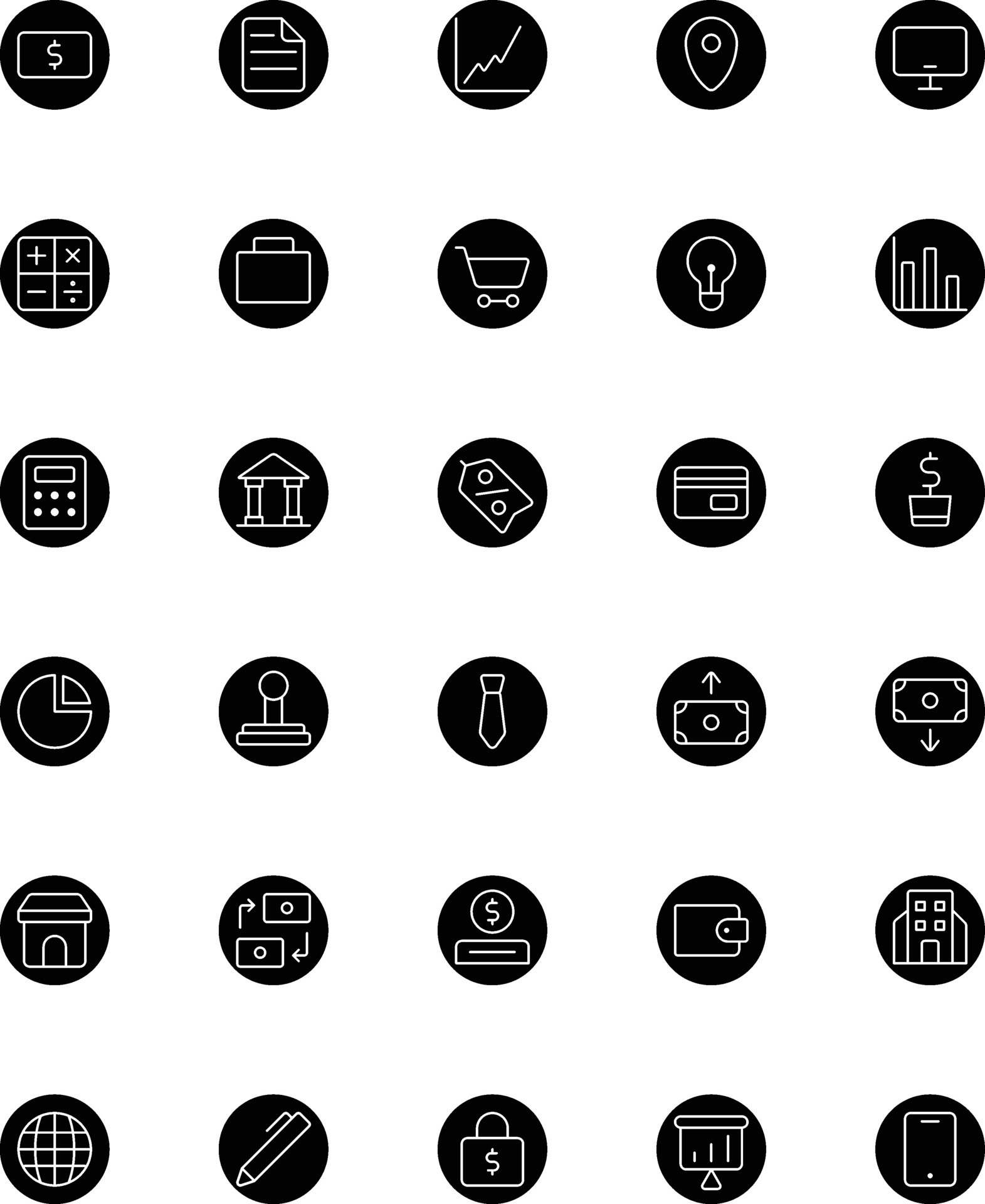 Vector of Business Icon Set Thin Round. Perfect for user interface, new ...