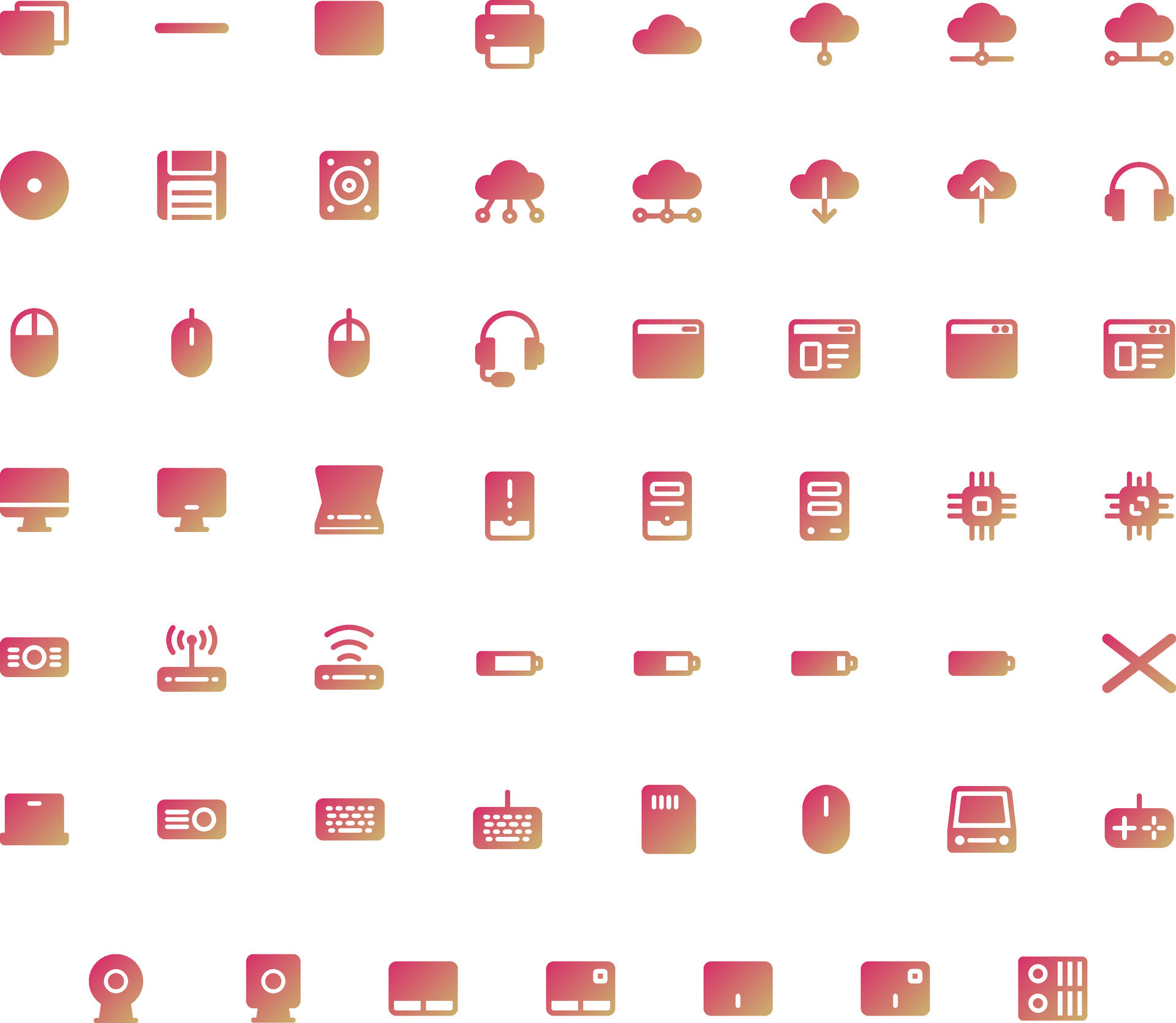 Vector of Computer and IT Icon Set Solid Gradient. Perfect for user ...