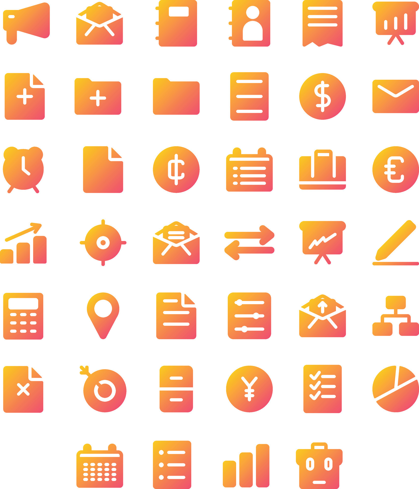 vector de trabajo icono conjunto sólido degradado. Perfecto para usuario interfaz, nuevo ...