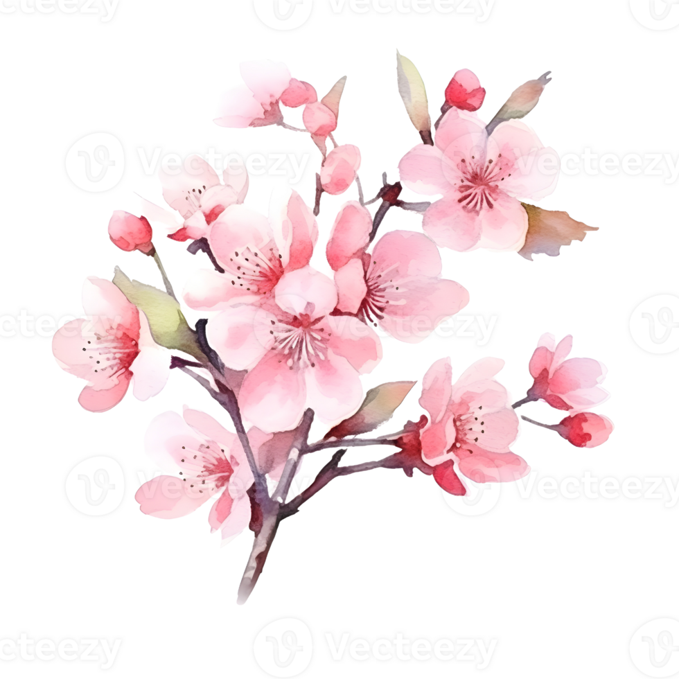 Watercolor Floral Bouquet Illustration Sakura Flowers 25727715 Png