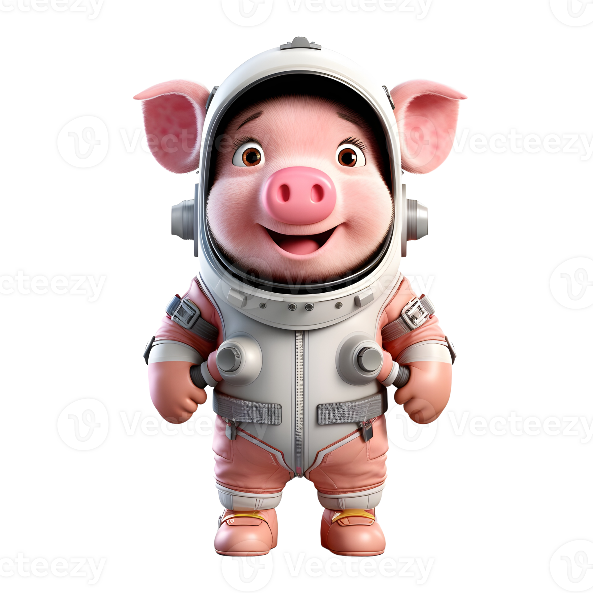 3D cute pig mascot wearing astronaut costume. ai generated 25727893 PNG
