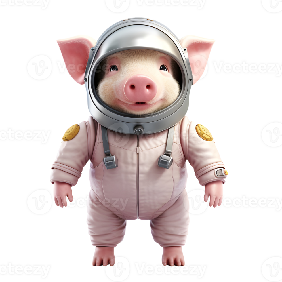 3D cute pig mascot wearing astronaut costume. ai generated 25727894 PNG