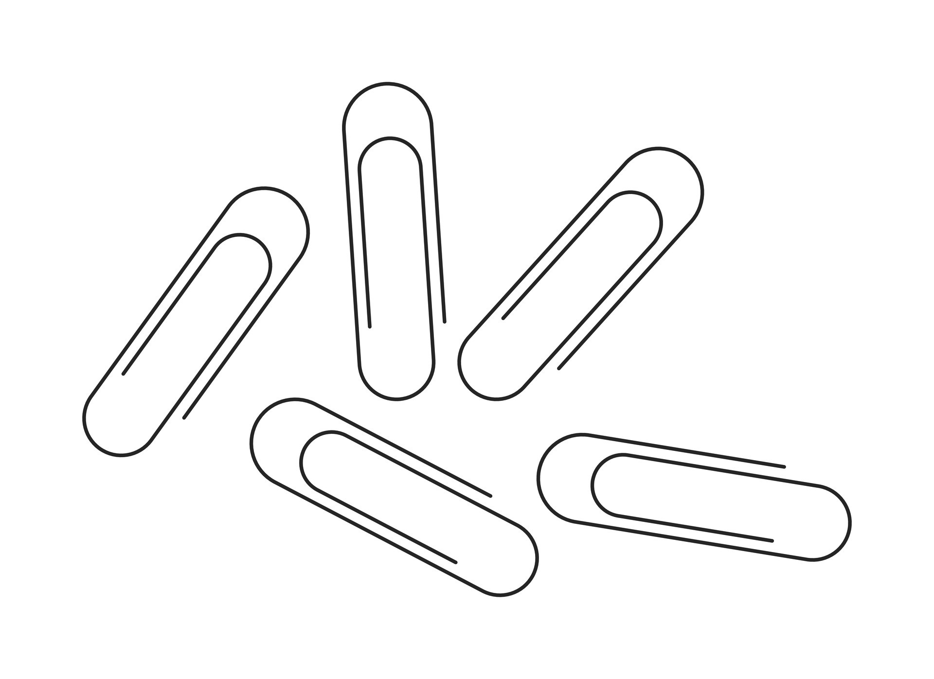 Metal Paper Clips Flat Monochrome Isolated Vector Object Hold Sheets Of Paper Together