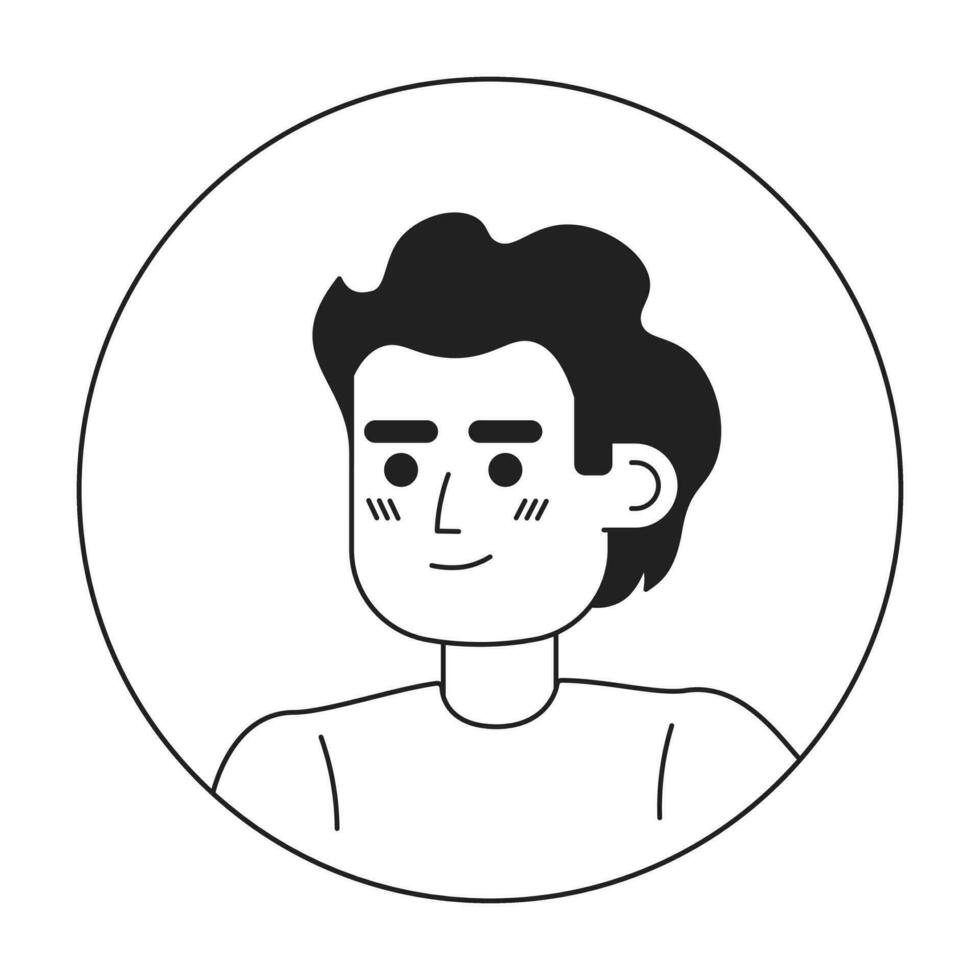 Young Guy Brunette Monochrome Flat Linear Character Head Man Looks