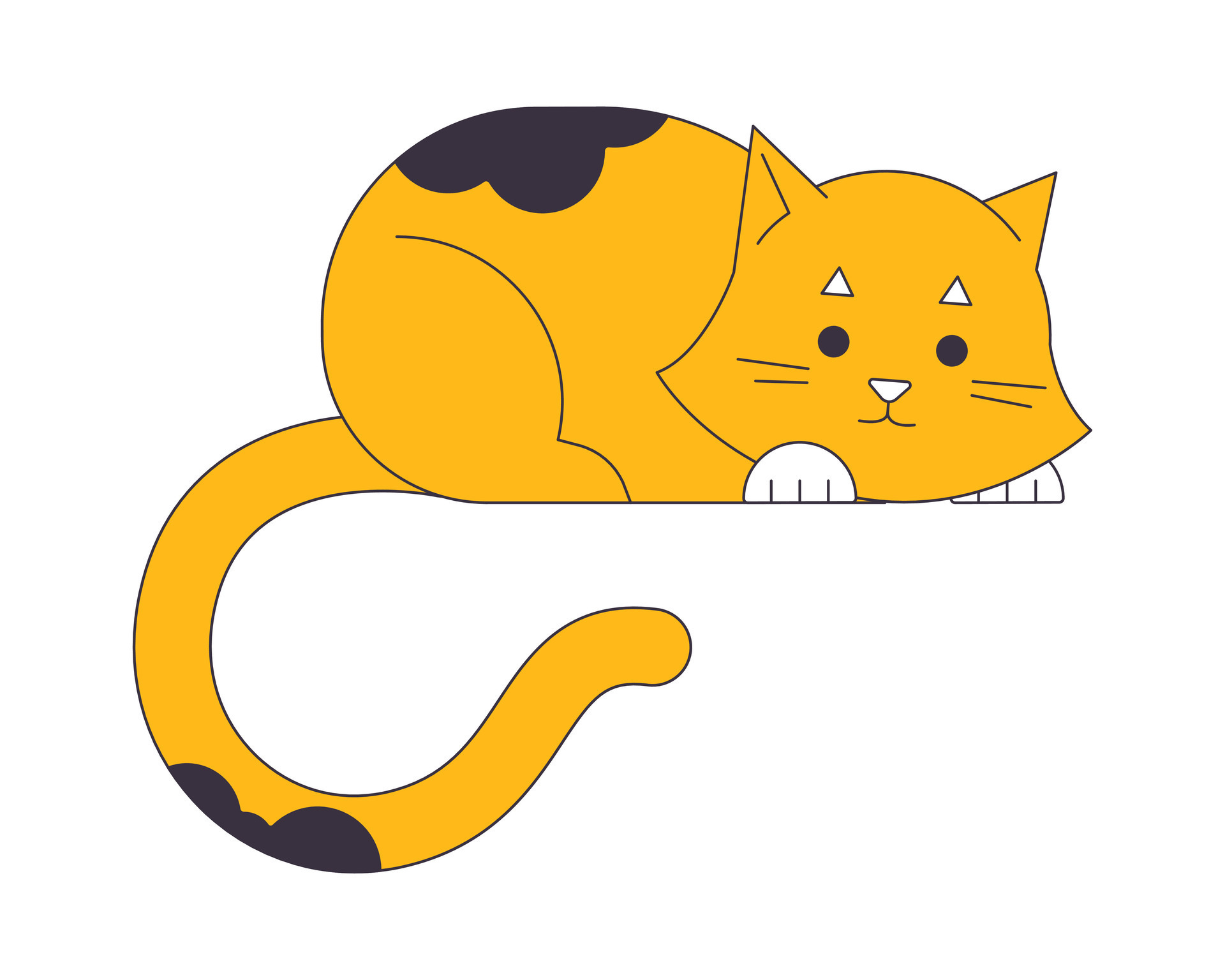 linda jengibre gato sentado plano línea color aislado vector objeto. editable acortar Arte ...