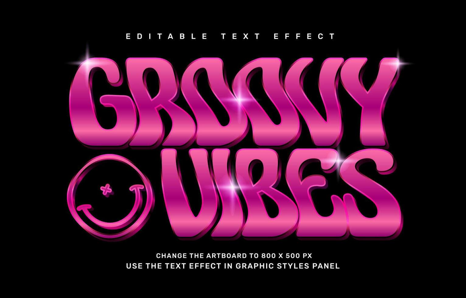 Groovy chrome editable text effect template, good vibes quote 25728705 ...