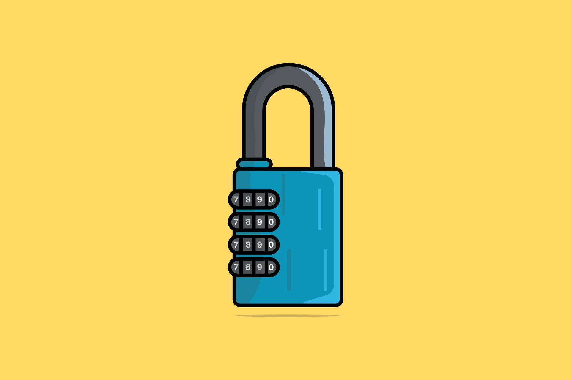 Padlock For Password Secure vector illustration. Technology and safety ...