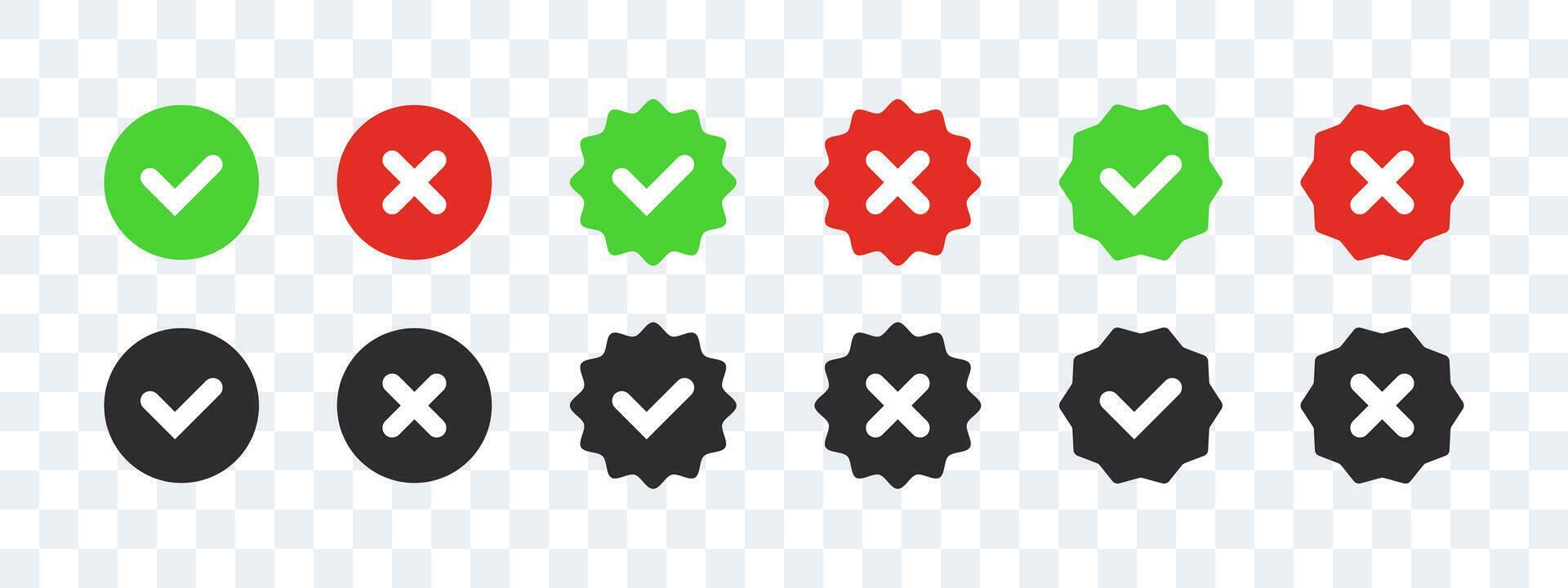 Checkmark buttons. Approval badges on transparent background. Vector scalable graphics 25735666 ...