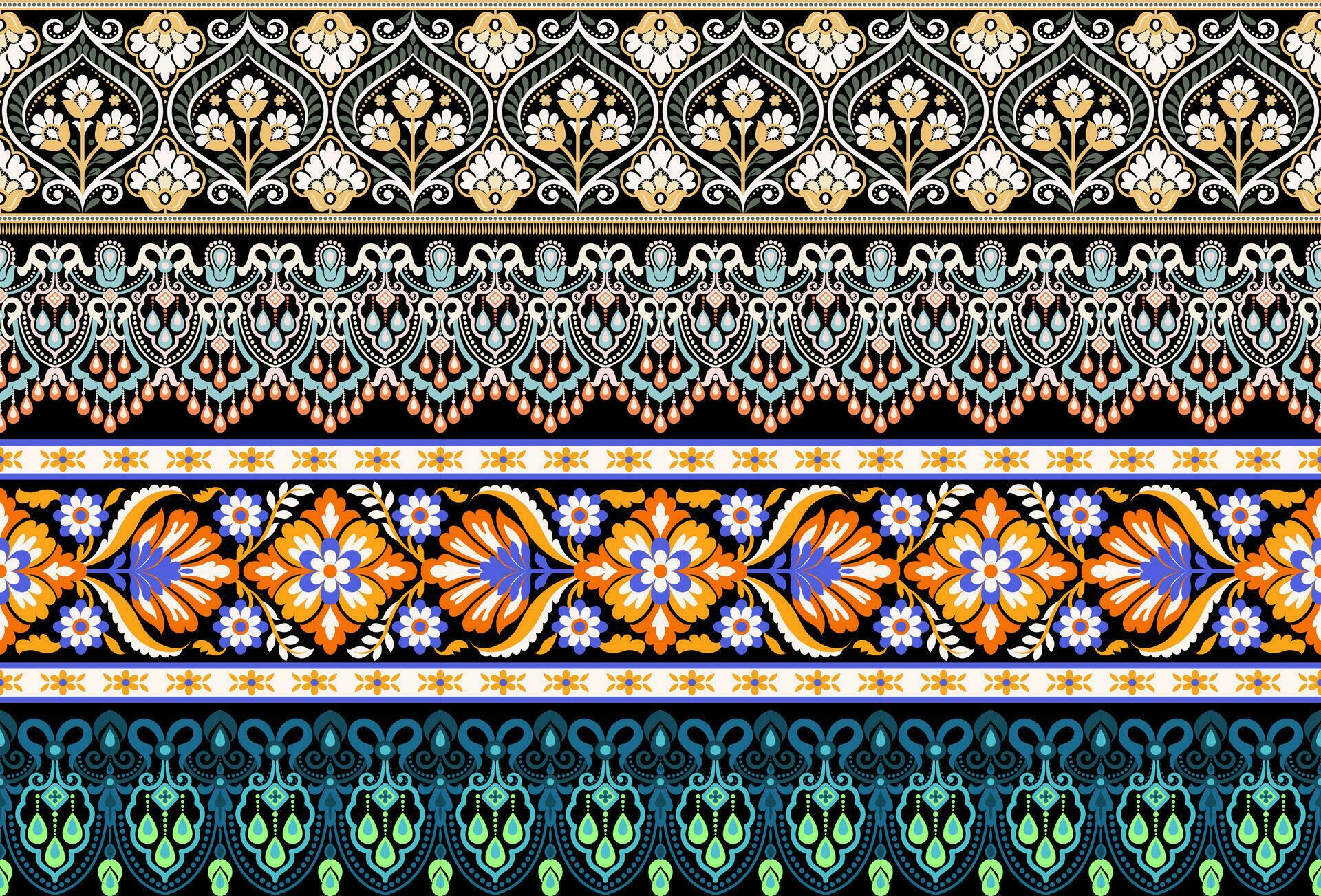 Vector set of floral elements. Seamless pattern for frames and borders. Used pattern brushes ...