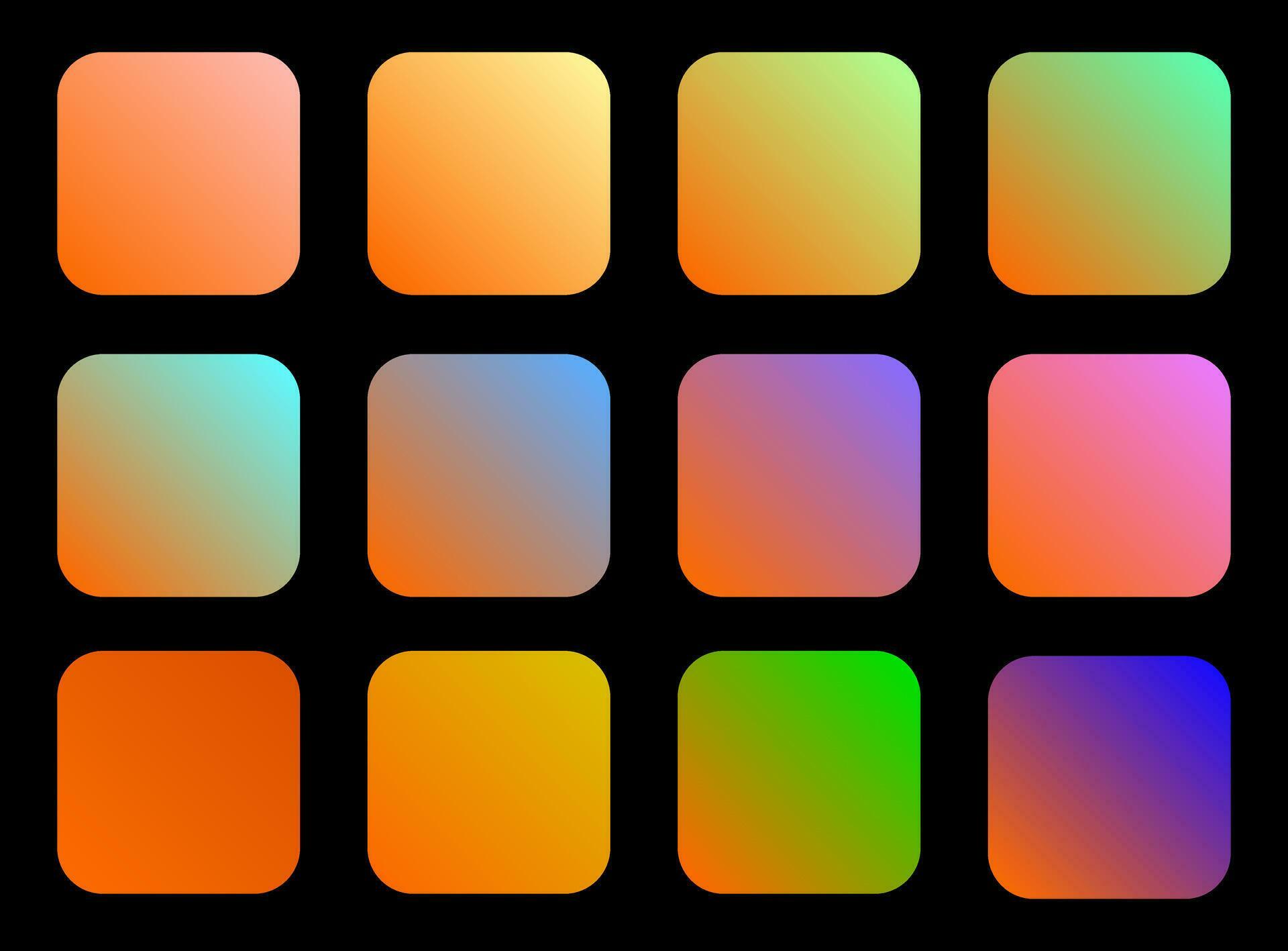 Colorful Tiger Color Shade Linear Gradient Palette Swatches Web Kit Rounded Squares Template Set