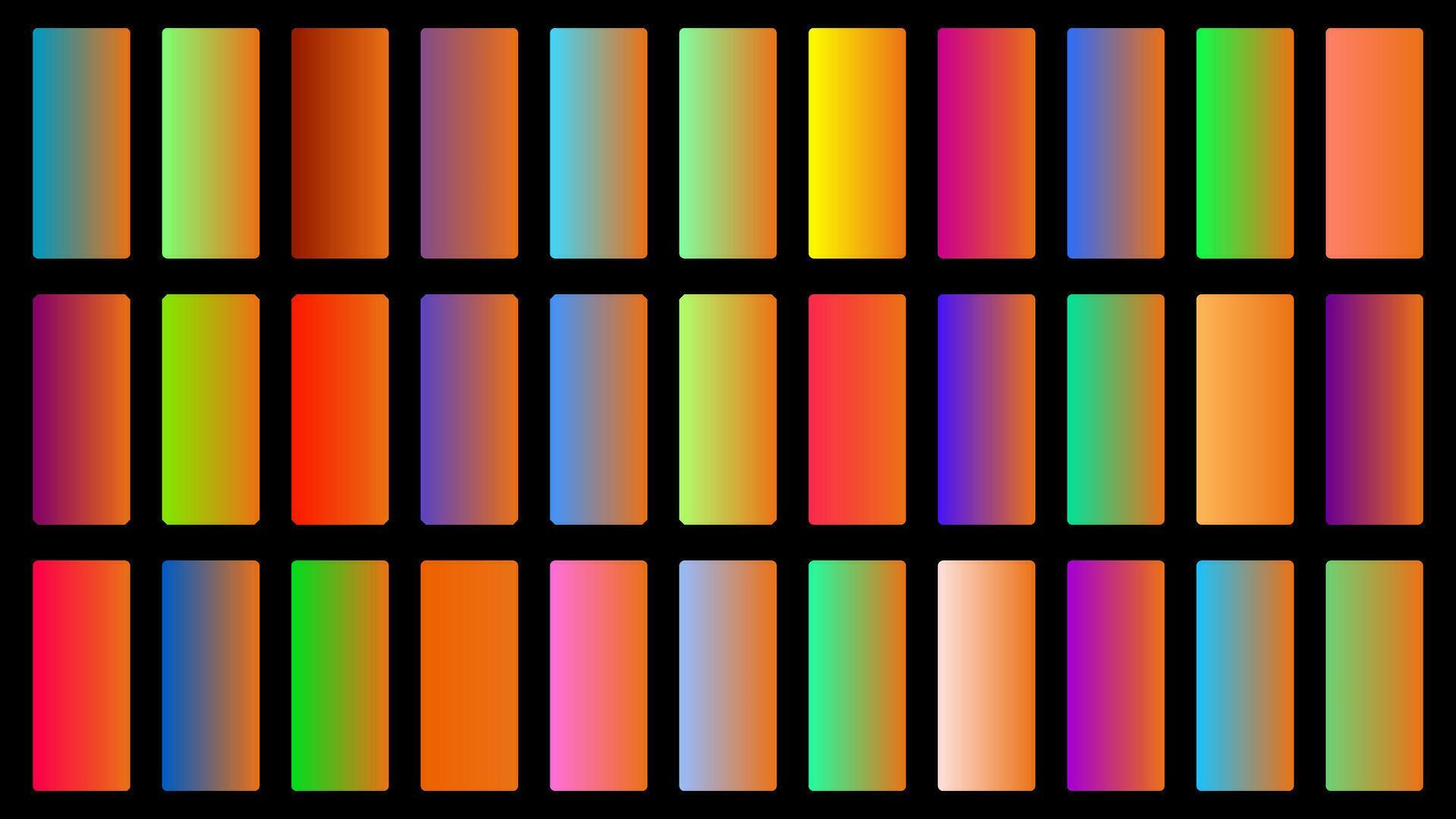Colorful Carrot Color Shade Linear Gradient Palette Swatches Web Kit Rounded Rectangles Template