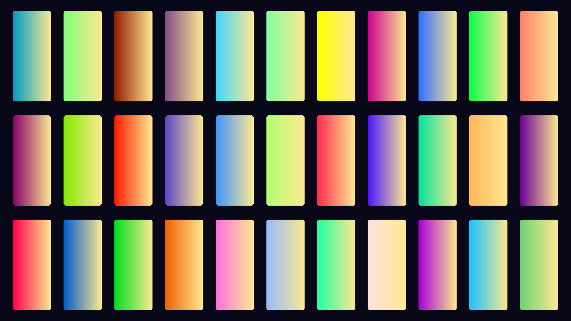 Colorful Parmesan Color Shade Linear Gradient Palette Swatches Web Kit