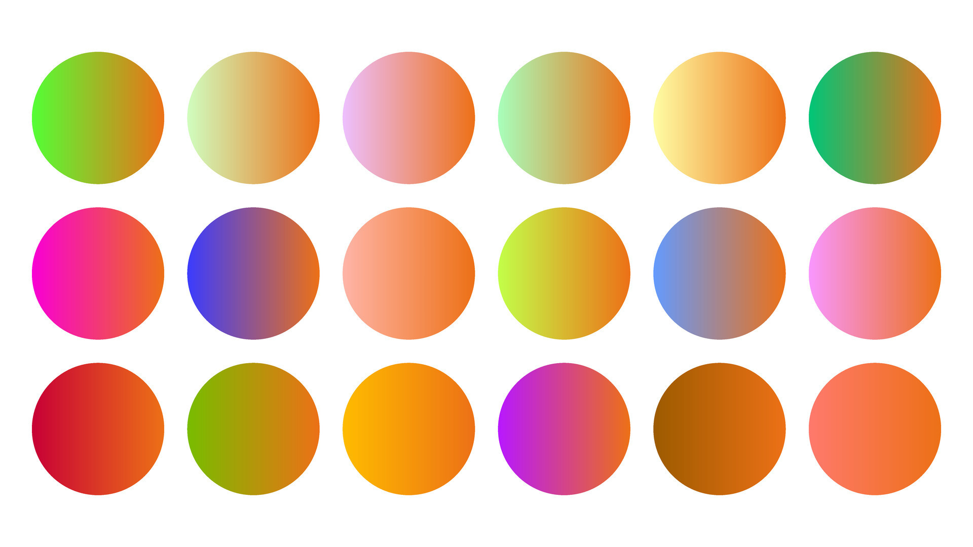 Colorful Carrot Color Shade Linear Gradient Palette Swatches Web Kit Circles Template Set