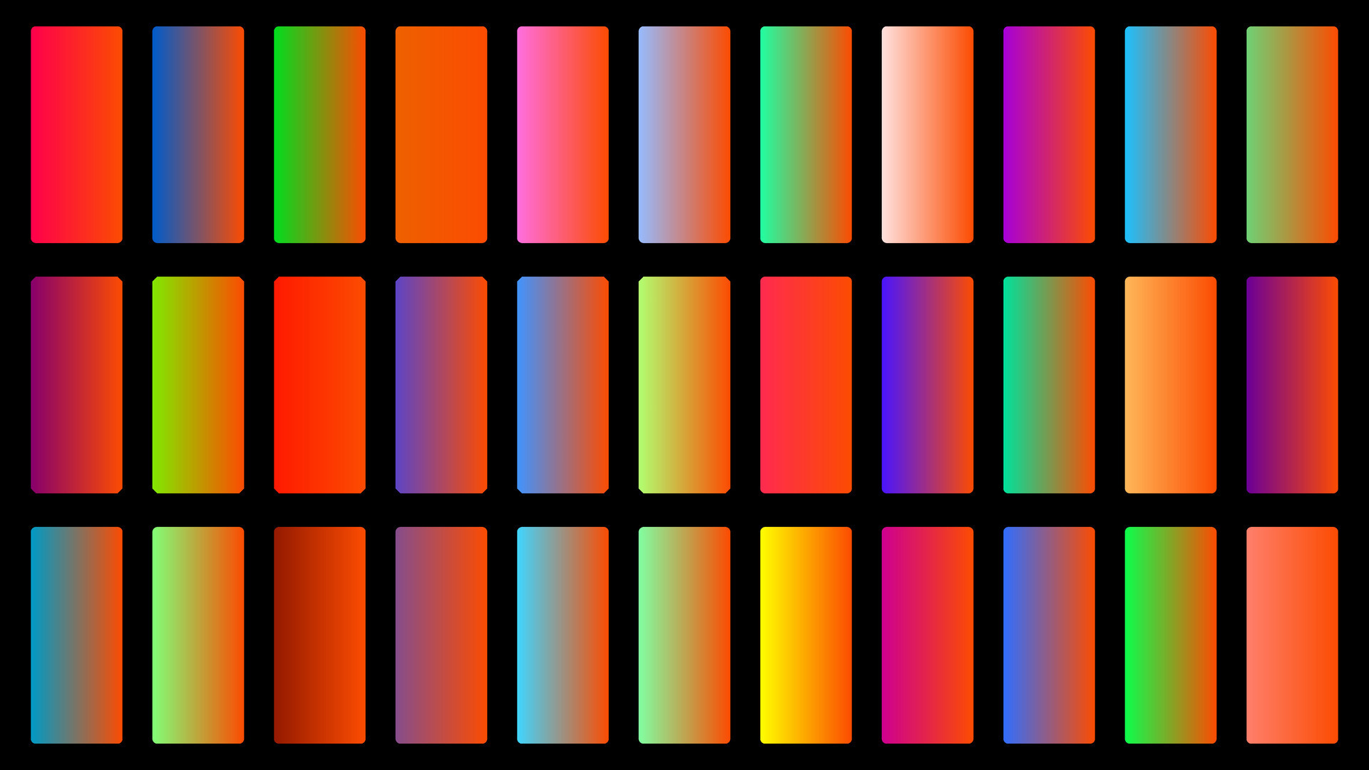 Colorful Tangelo Color Shade Linear Gradient Palette Swatches Web Kit ...