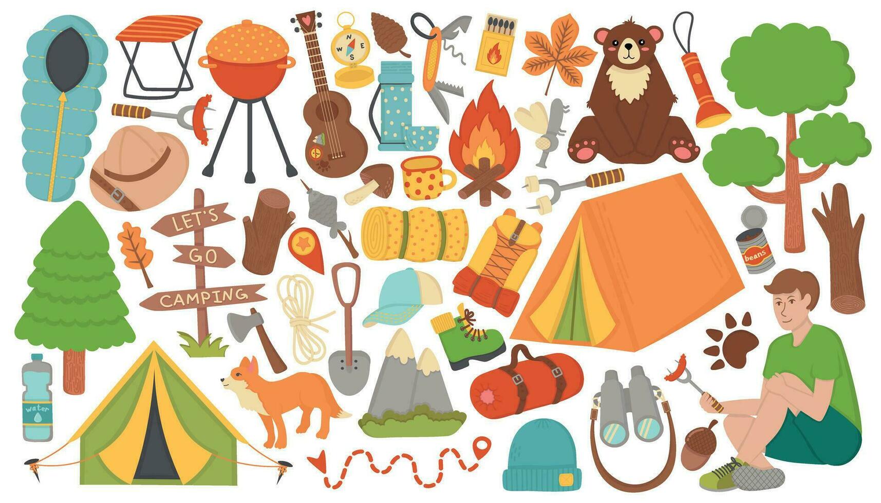 Doodle flat vector clipart. A set of thematic illustrations on the ...