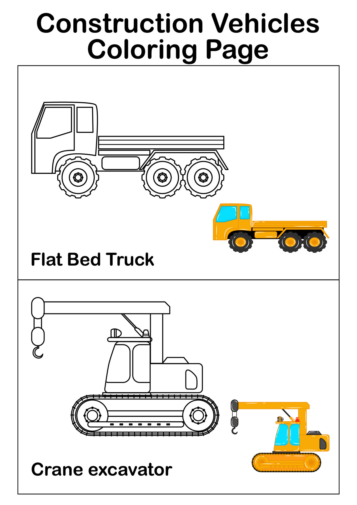 Construction vehicles coloring page 25740734 Vector Art at Vecteezy