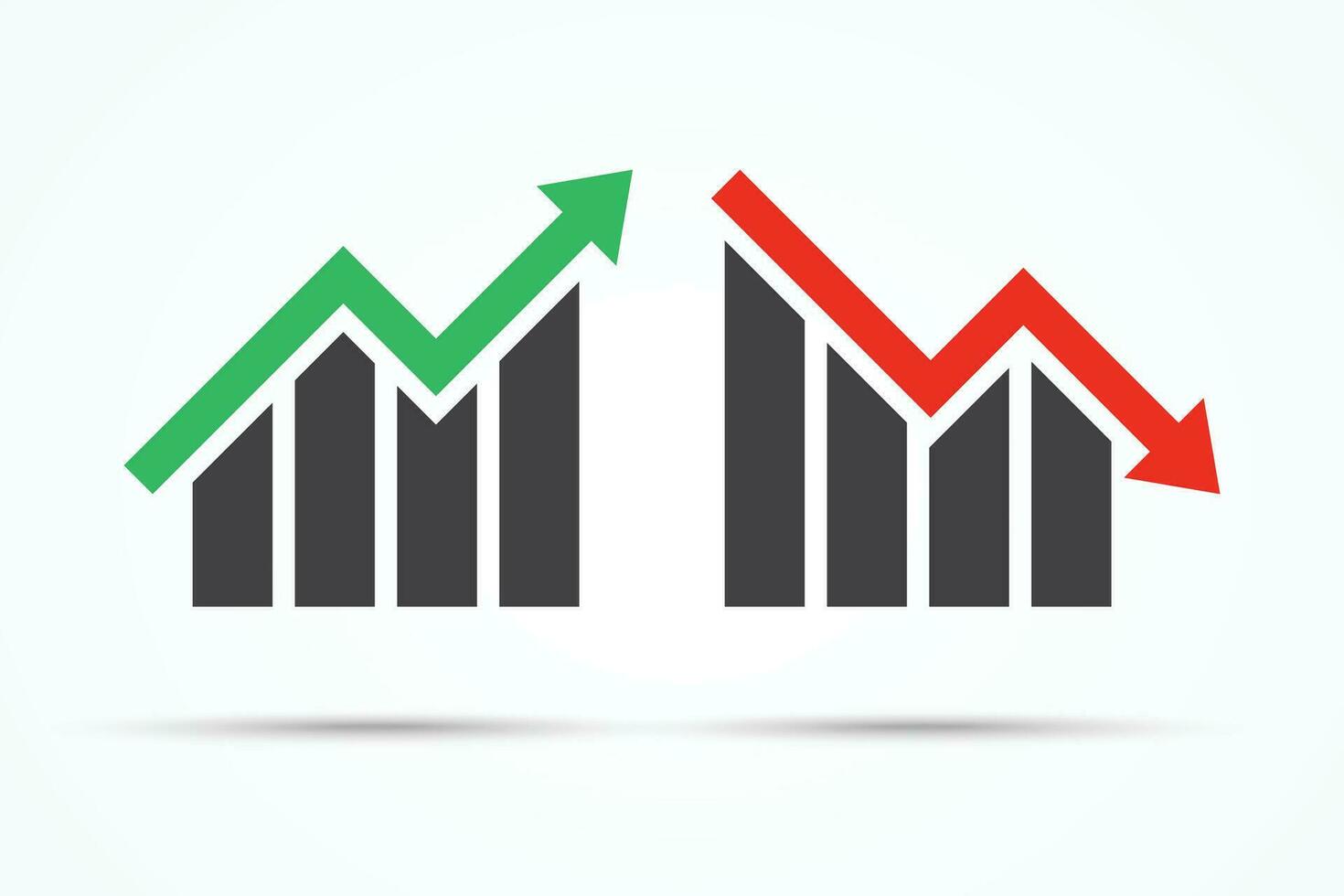 Business Investment Graph Up And Down Symbol On White Background Stock