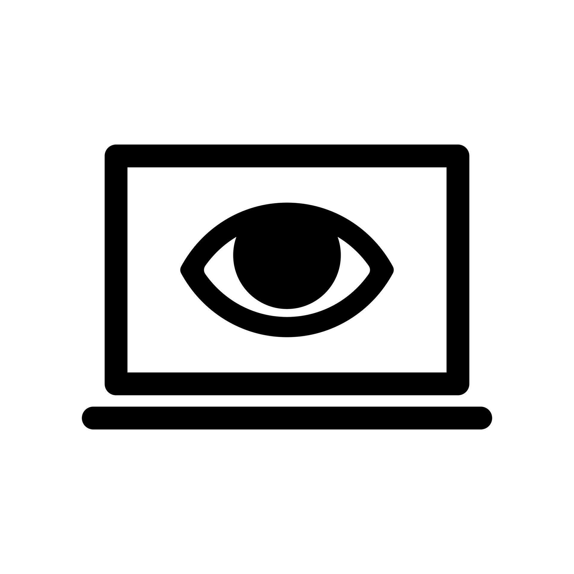 A computer vision vector icon, a laptop device with an eye on the ...