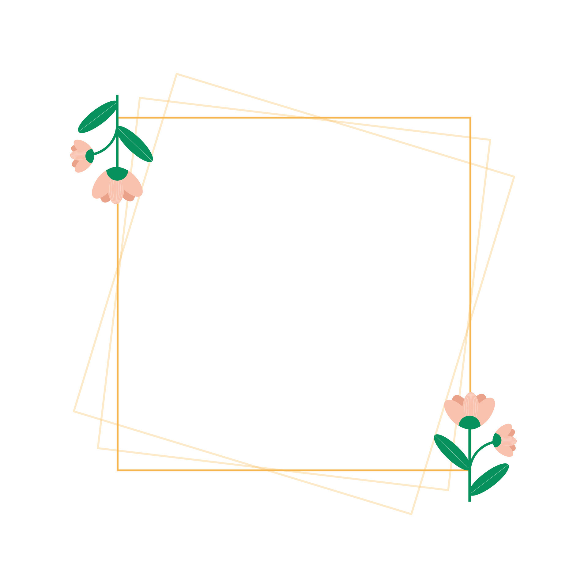 Golden Floral Flower Vintage Abstract Frame Vector Illustration