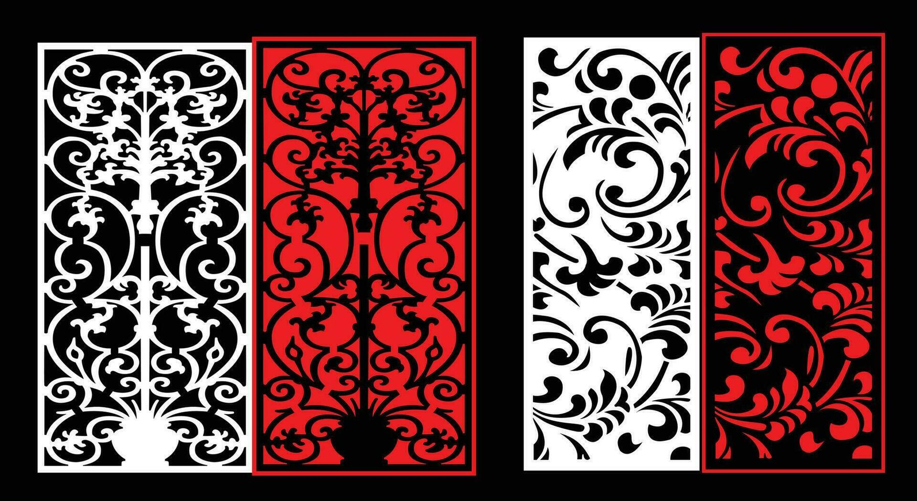 Decorative wall panels set Jali design CNC pattern, laser cutting ...