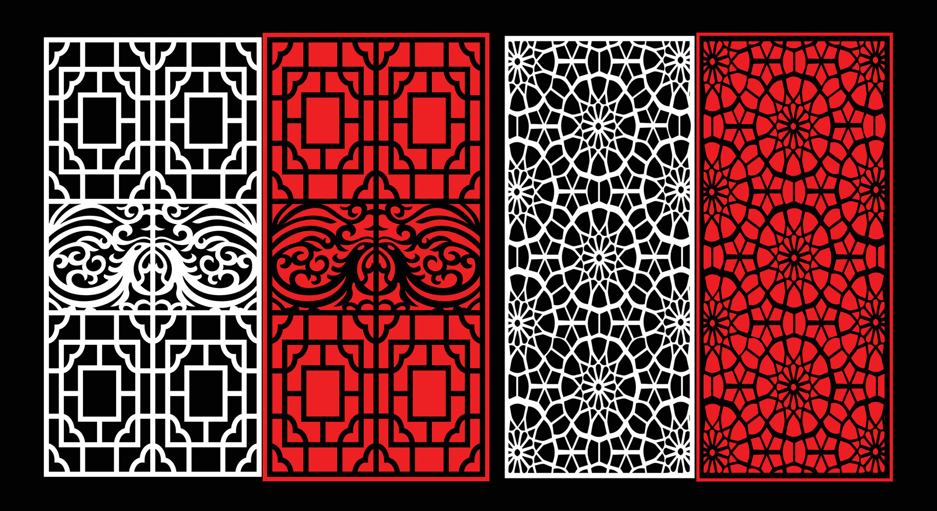 Decorative wall panels set Jali design CNC pattern, laser cutting ...