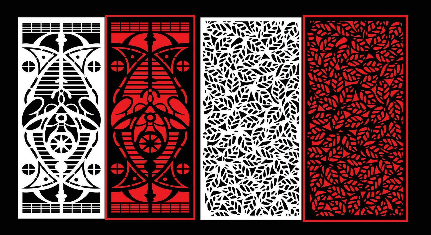 Decorative wall panels set Jali design CNC pattern, laser cutting pattern, router CNCcutting ...