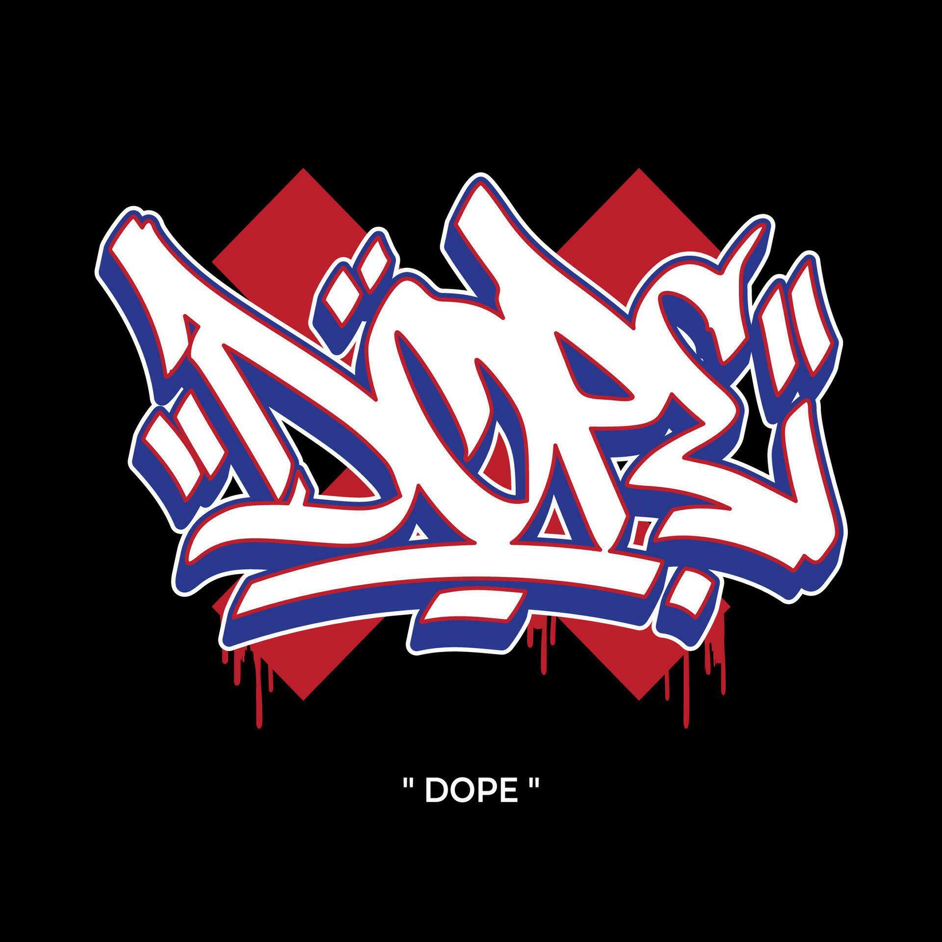 Dope text slogan streetwear with urban graffiti style street art vector logo icon illustration ...