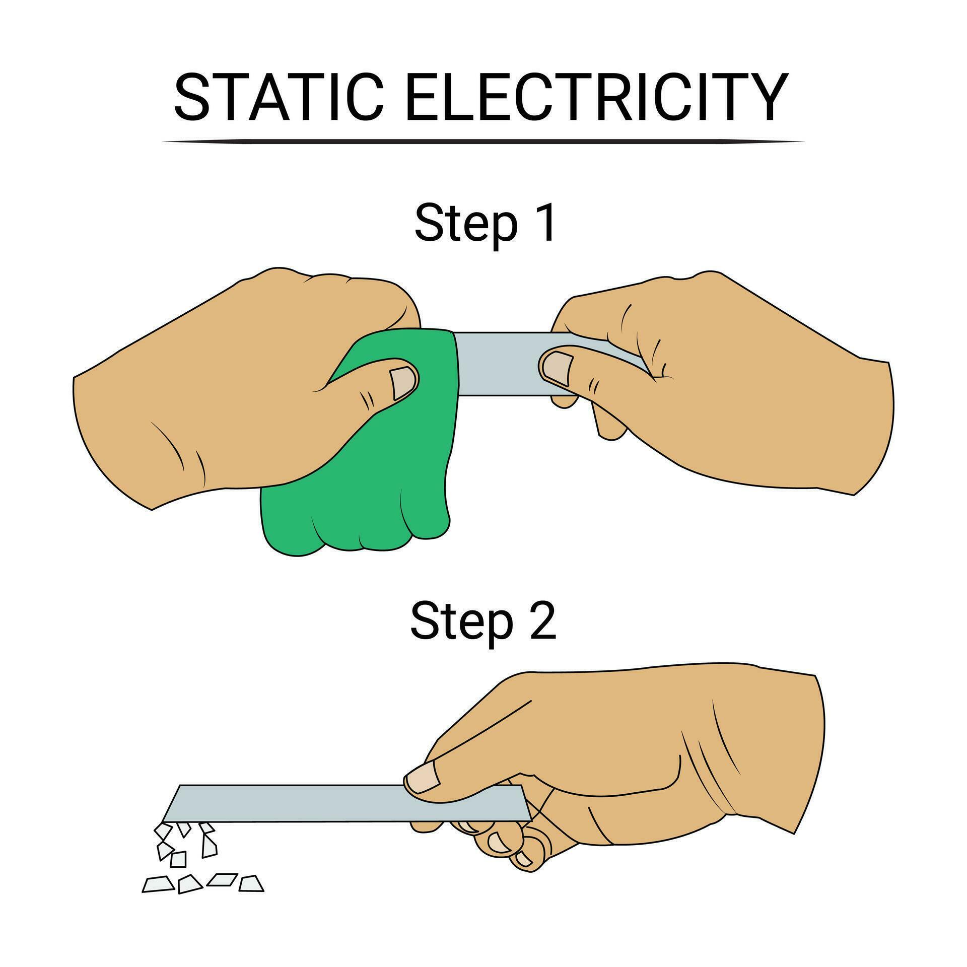 Pieces of Paper Picked up by Electrically Charged Ruler. Static ...