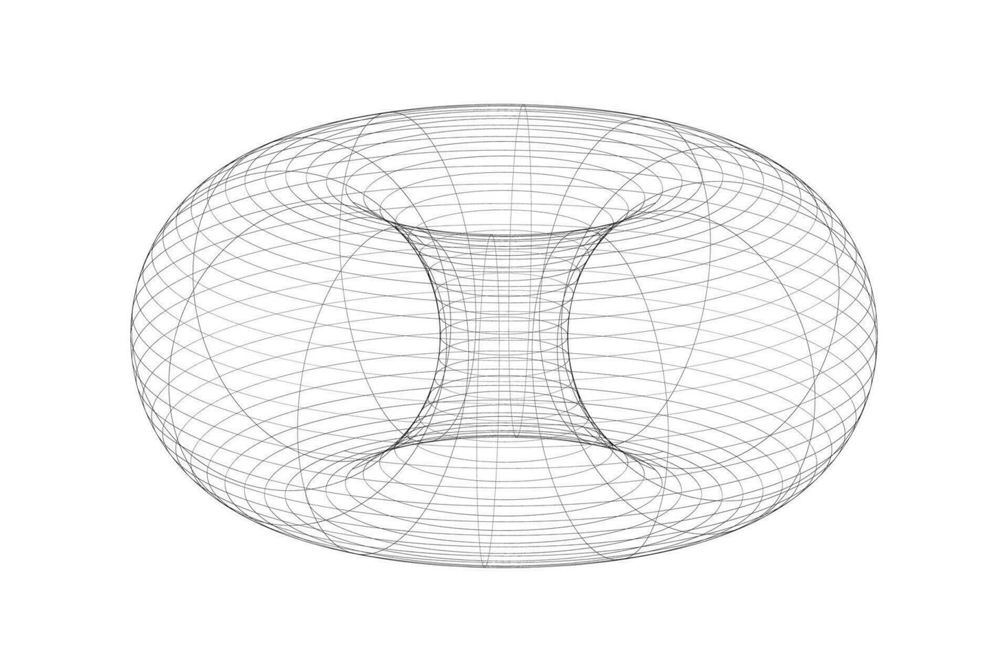 Donut Torus Wireframe, 3D Sphere Shape, Black and White Vector Illustration 25750723 Vector Art ...