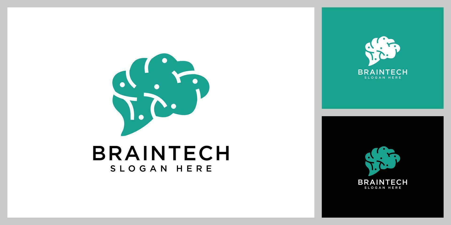 Brain Logo silhouette design vector template. Think idea concept ...