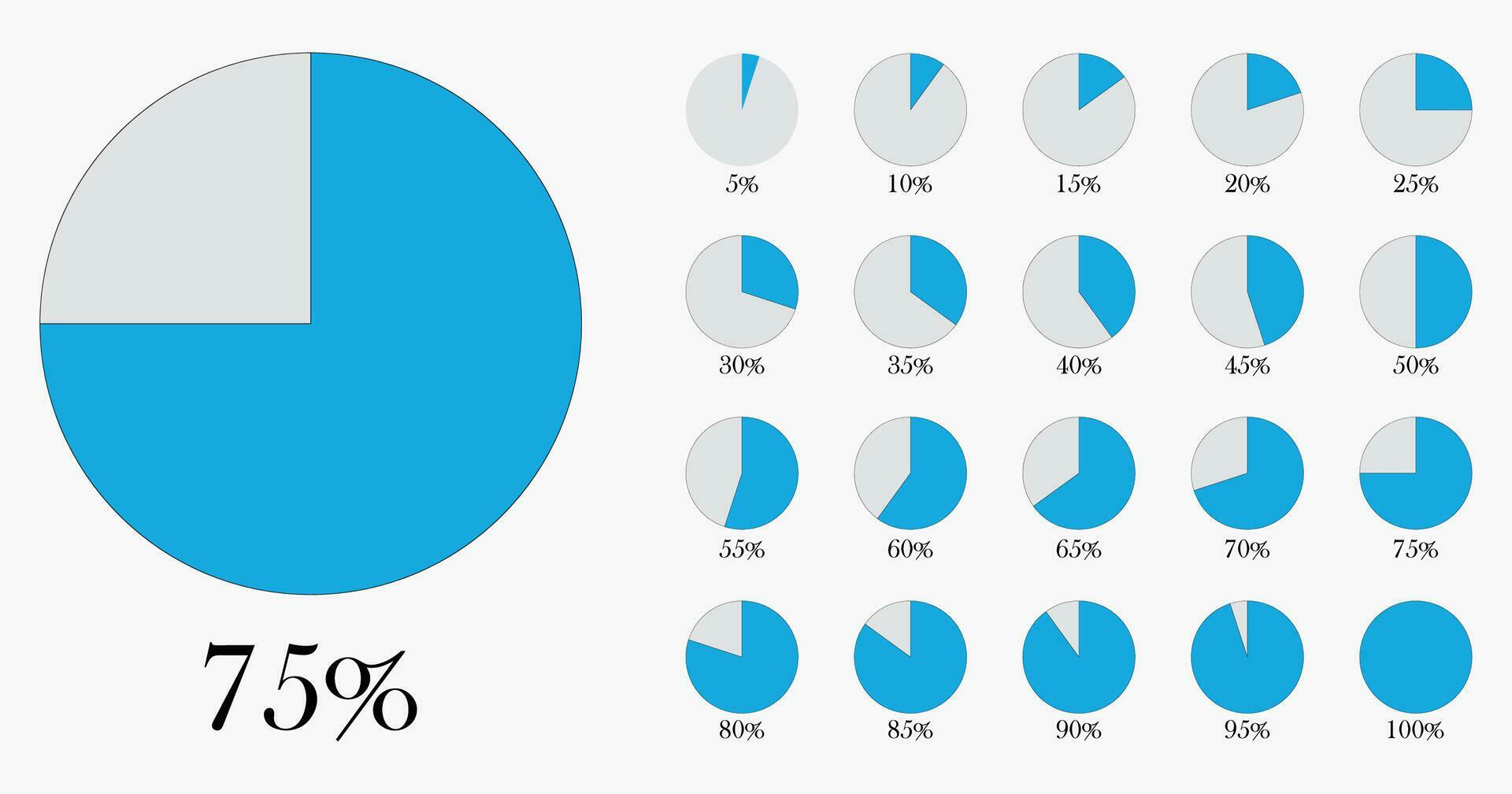 20 set pie chart percentage graph design, Infographic Vector 3d Pie Chart, Colorful circle ...
