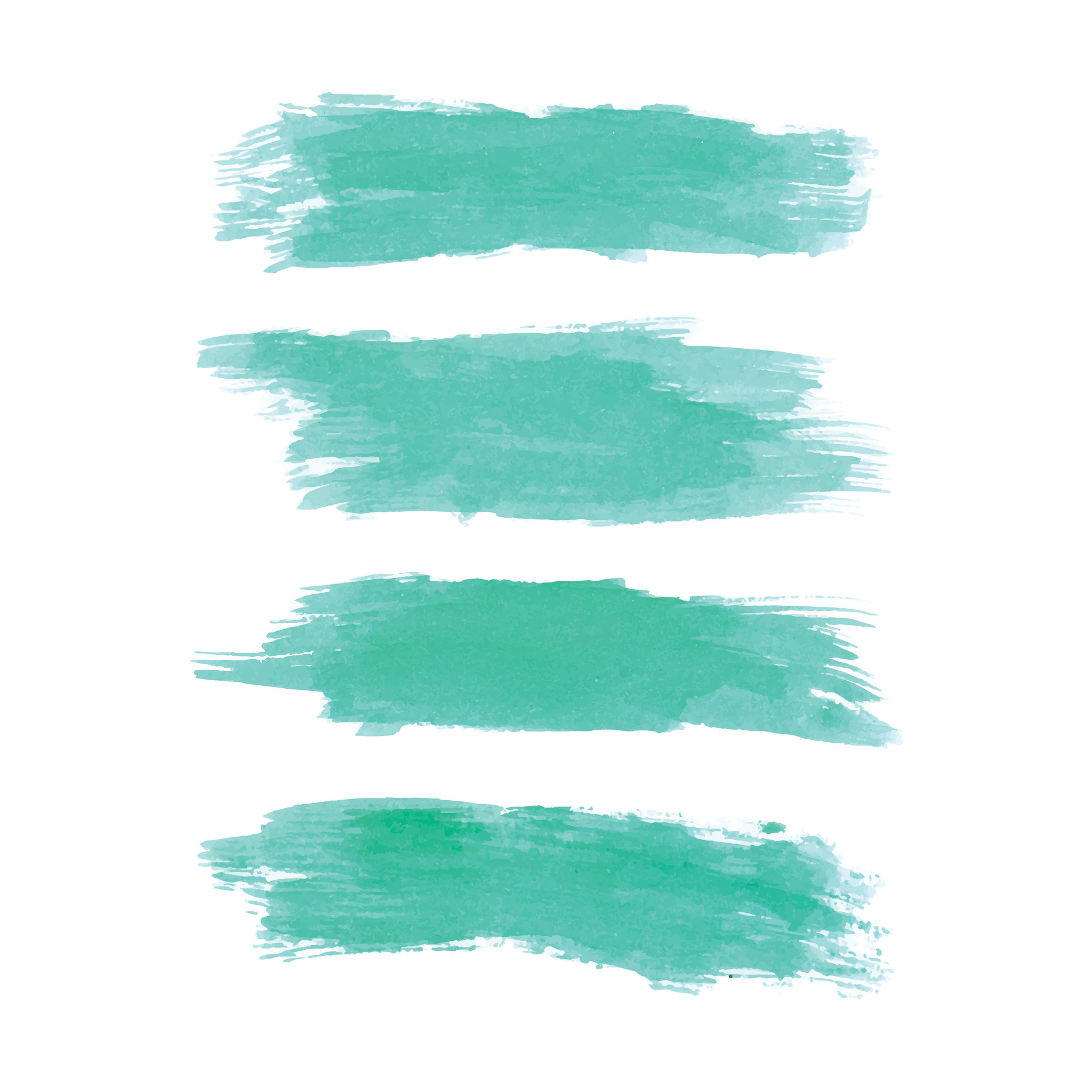Hand draws ink brush stroke collection, Watercolor green vector brush ...