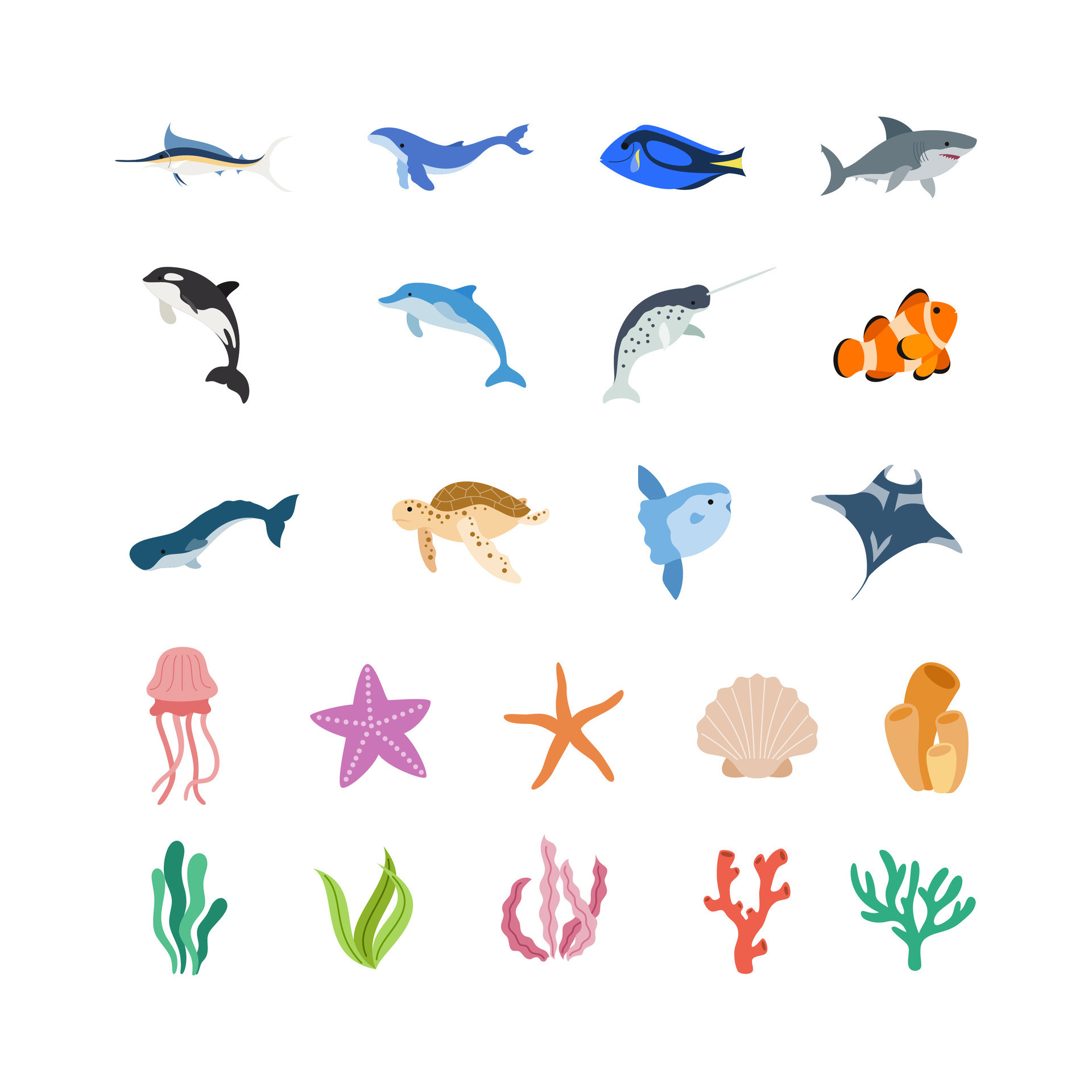 Cartoon Sea Creatures Clipart