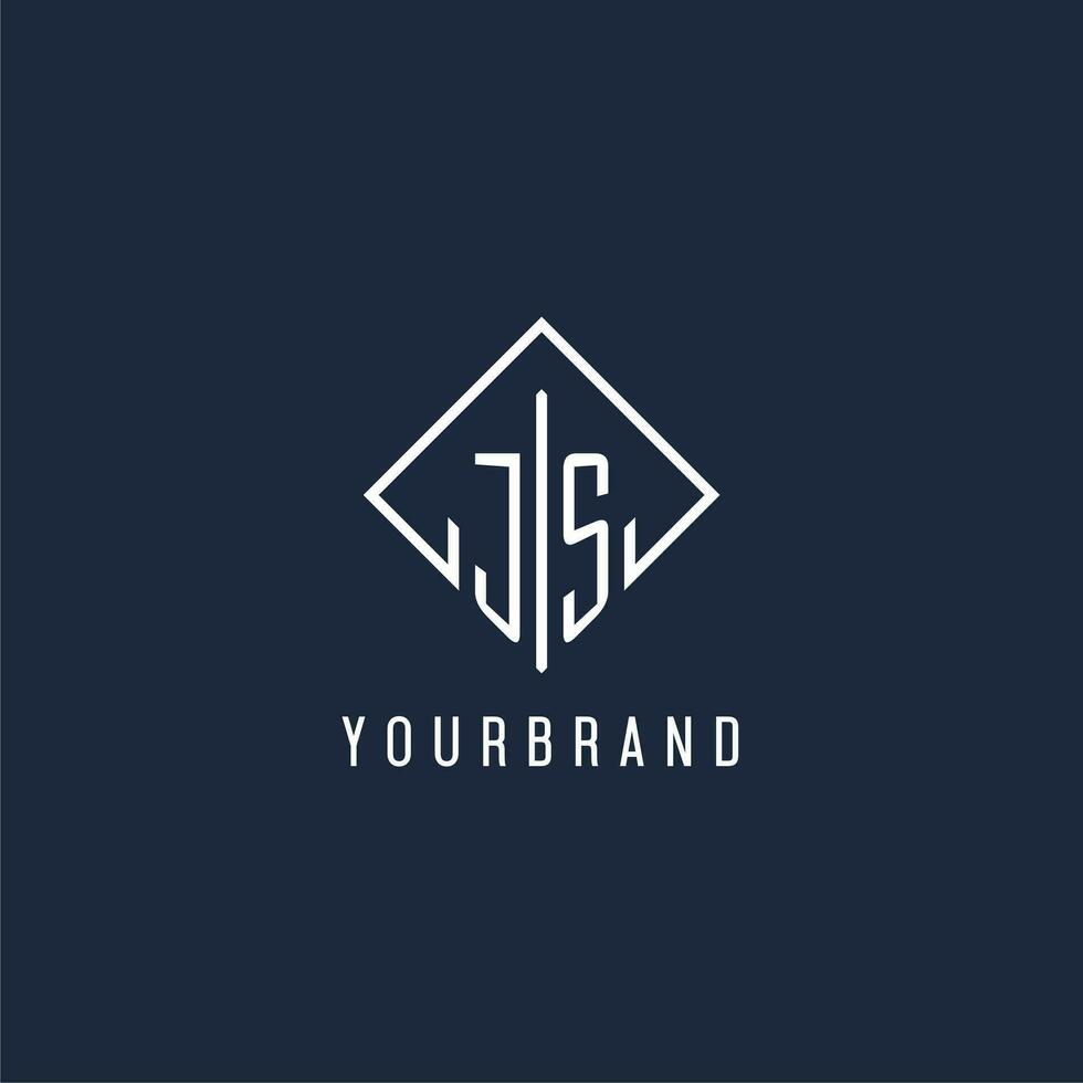 JS initial logo with luxury rectangle style design 25759289 Vector Art ...