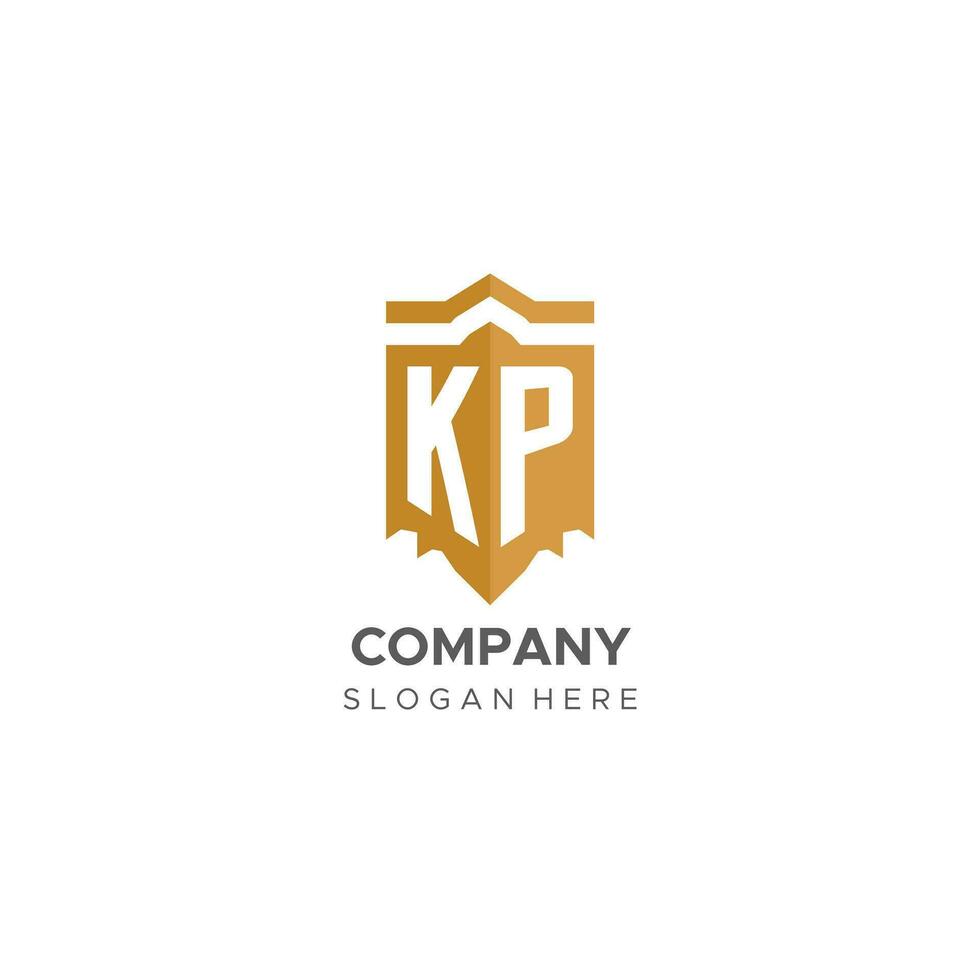 Monogram KP logo with shield geometric shape, elegant luxury initial ... Monogram KP logo with shield geometric shape, elegant luxury initial ...