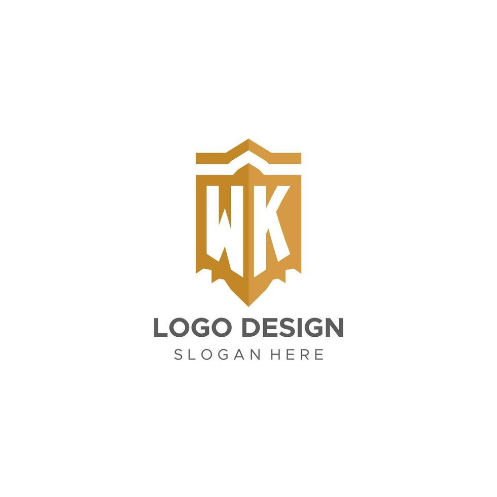 Monogram WK logo with shield geometric shape, elegant luxury initial ... Monogram WK logo with shield geometric shape, elegant luxury initial ...