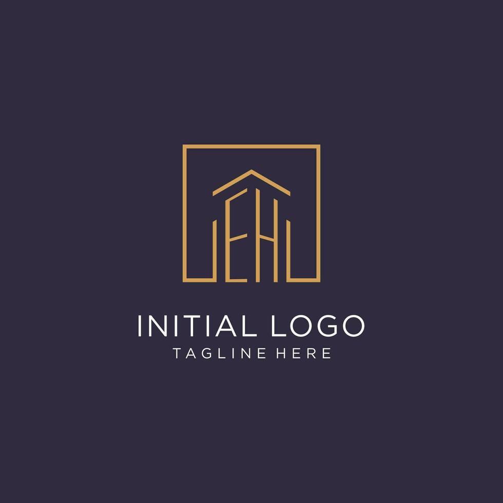 EH initial square logo design, modern and luxury real estate logo style ... EH initial square logo design, modern and luxury real estate logo style ...