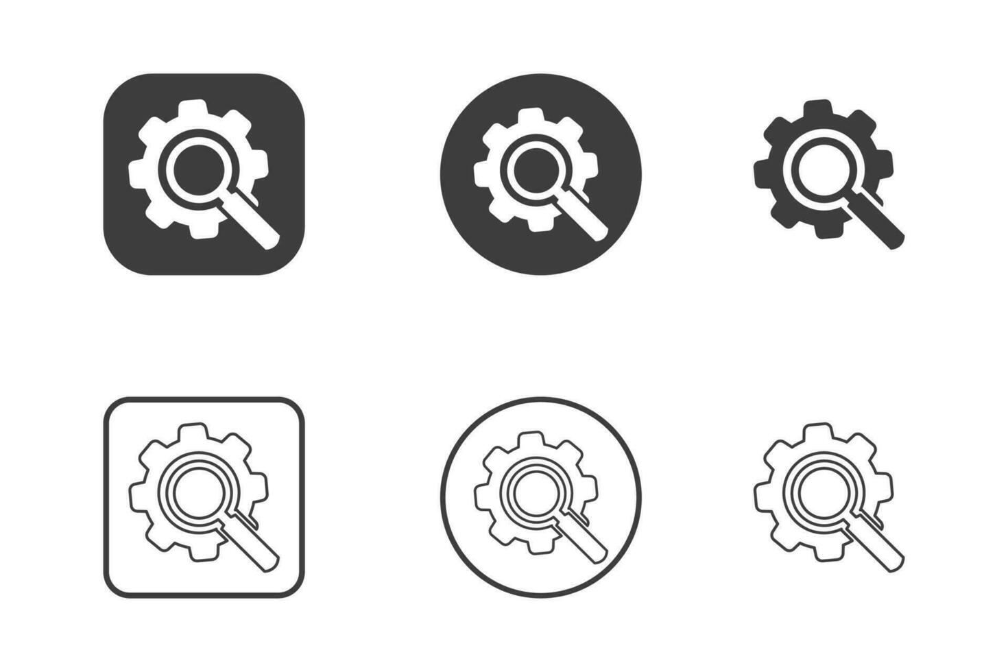 Search and Setting icon design 6 variations. Isolated on white ...