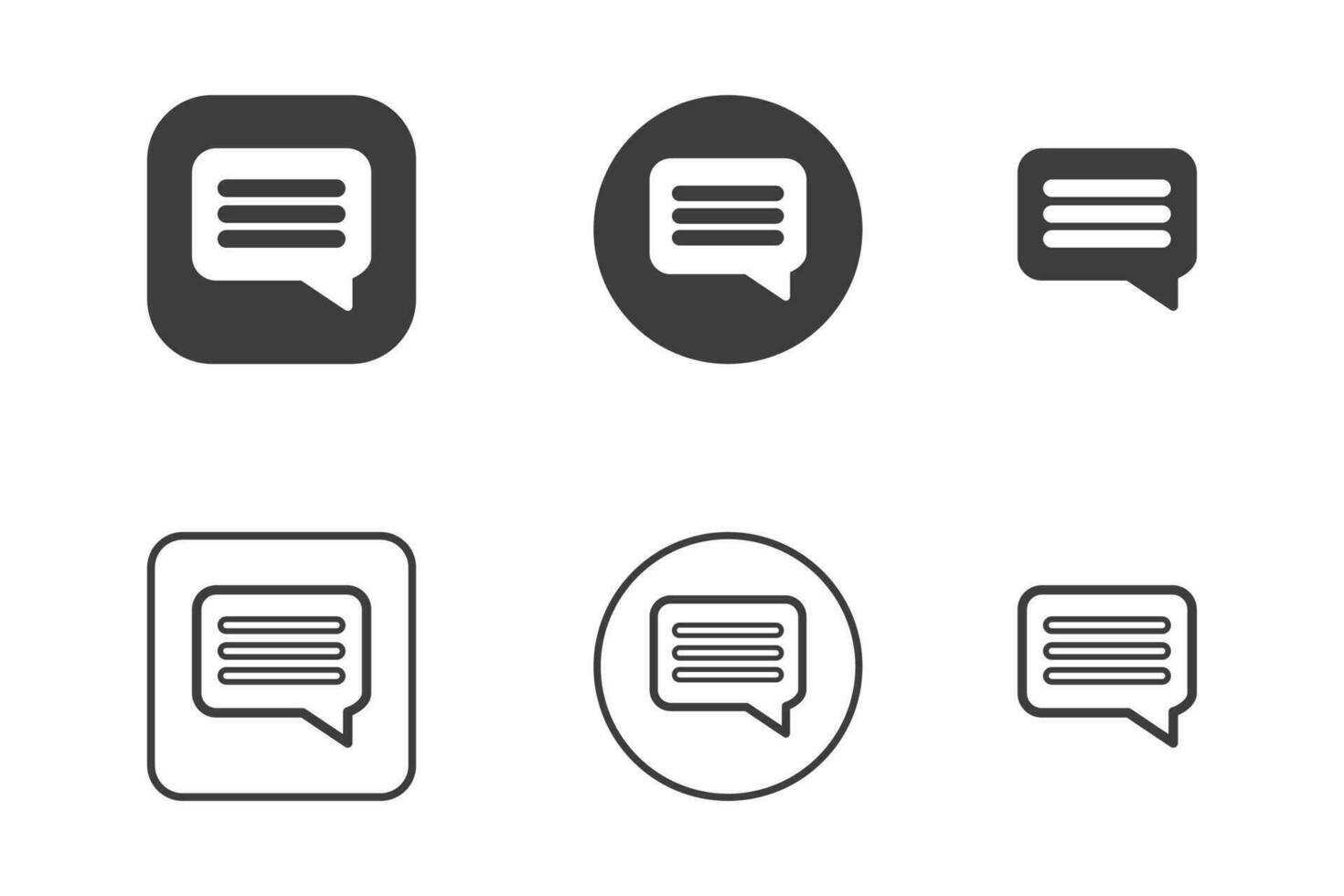 Message icon design 6 variations. Isolated on white background ...
