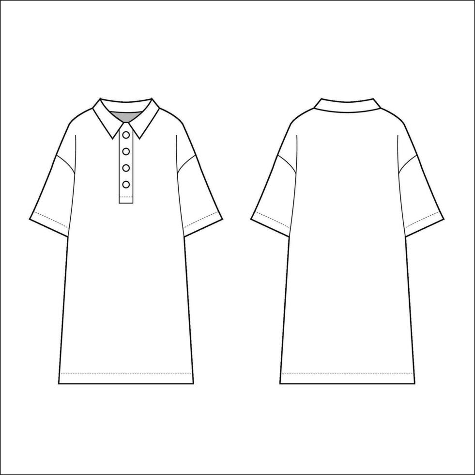 Ladies Oversized Long Polo Shirt Template 25765573 Vector Art At Vecteezy