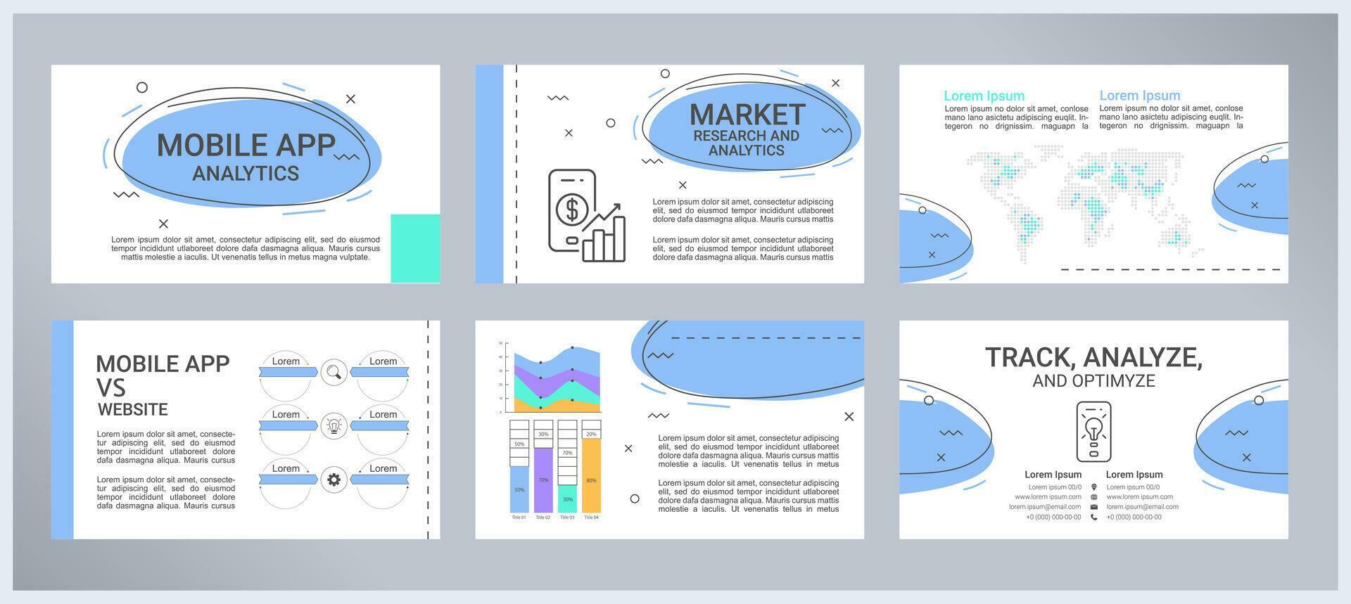 Mobile App Analytics Presentation Templates Set Market Research Performance Analysis
