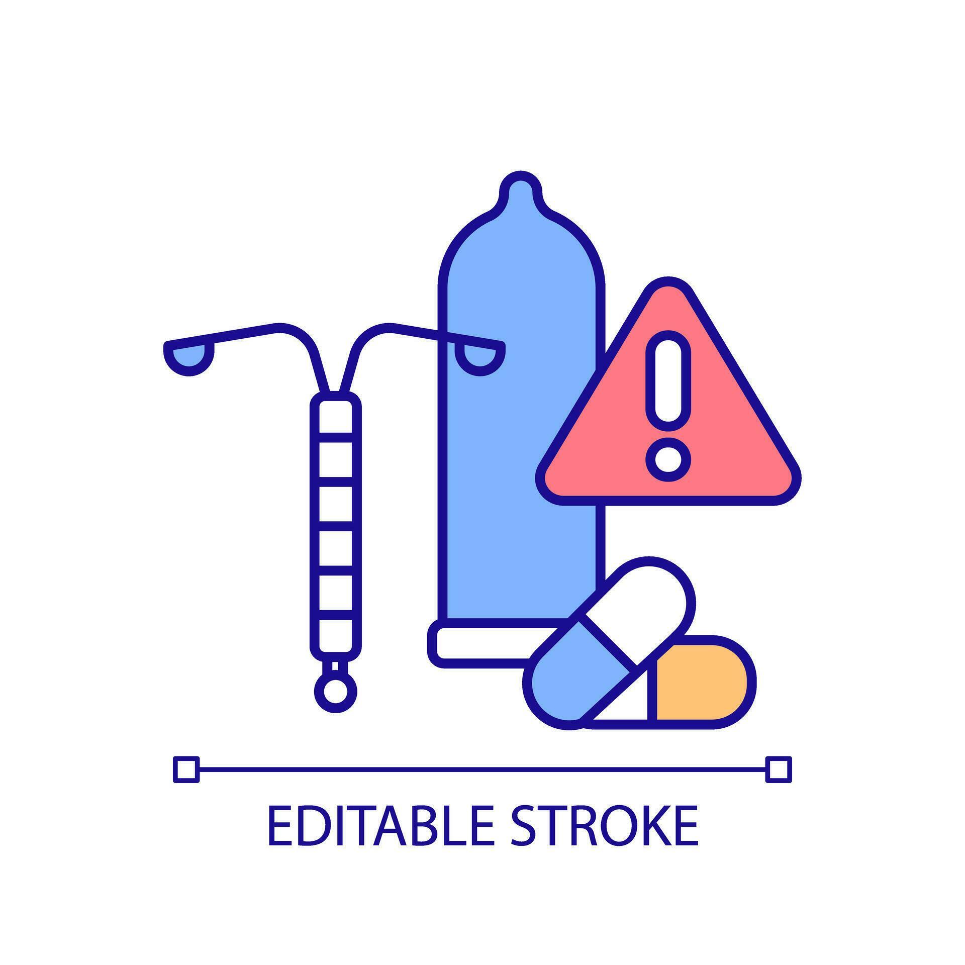 Birth Control Methods Rgb Color Icon Contraception Safety Side