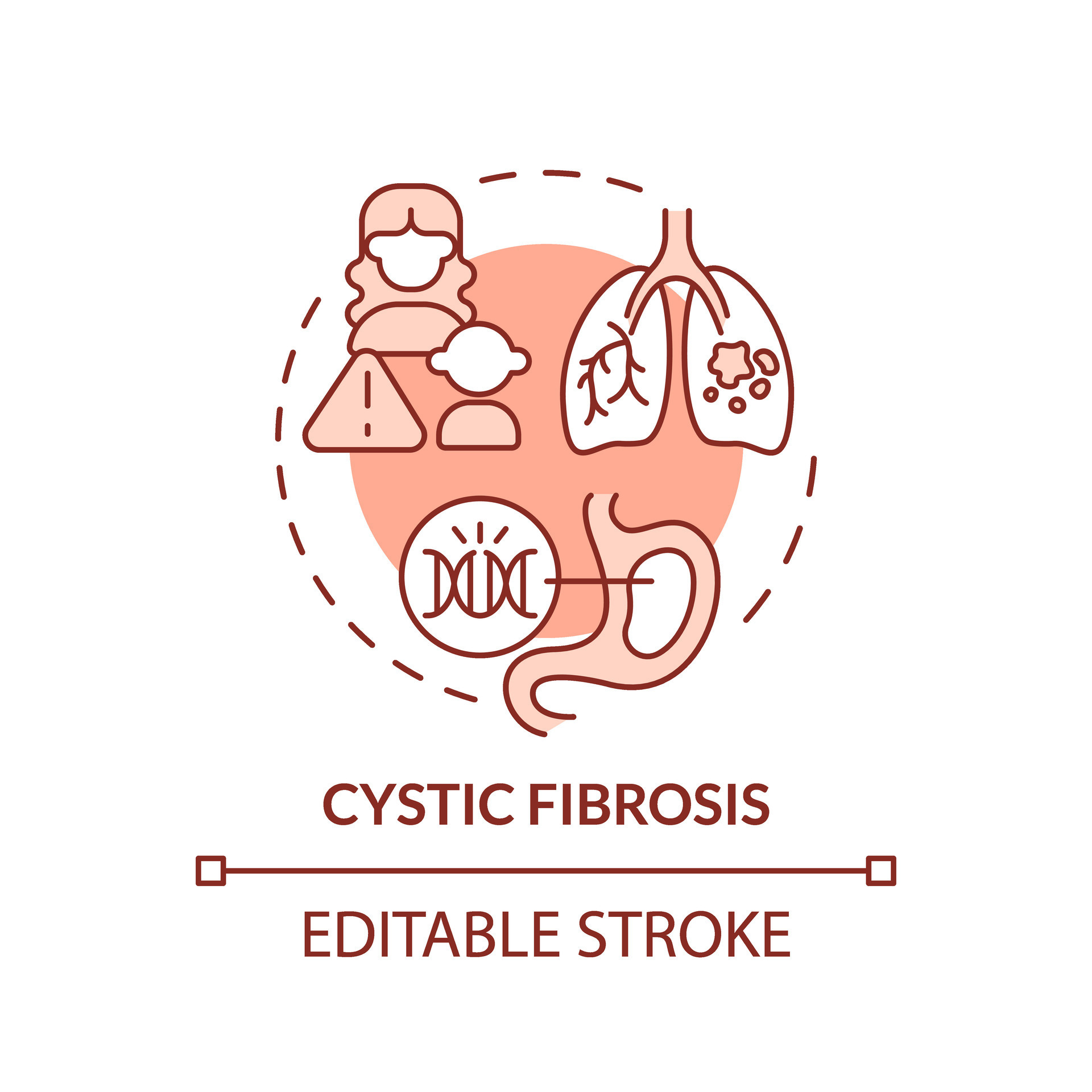 Cystic Fibrosis Red Concept Icon Respiratory Systems Hereditary