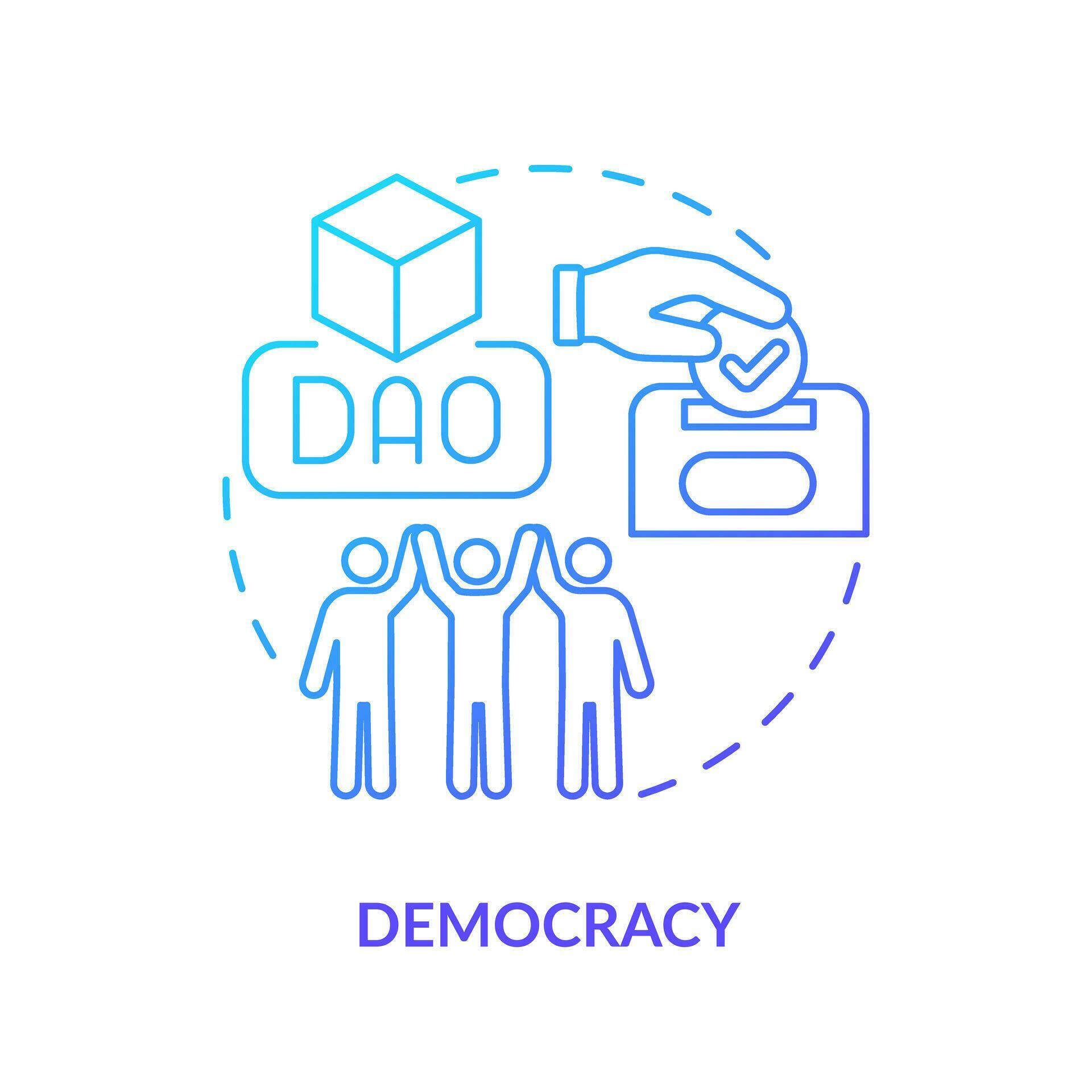 Democracy Blue Gradient Concept Icon Make Important Decisions By Voting Dao Characteristic