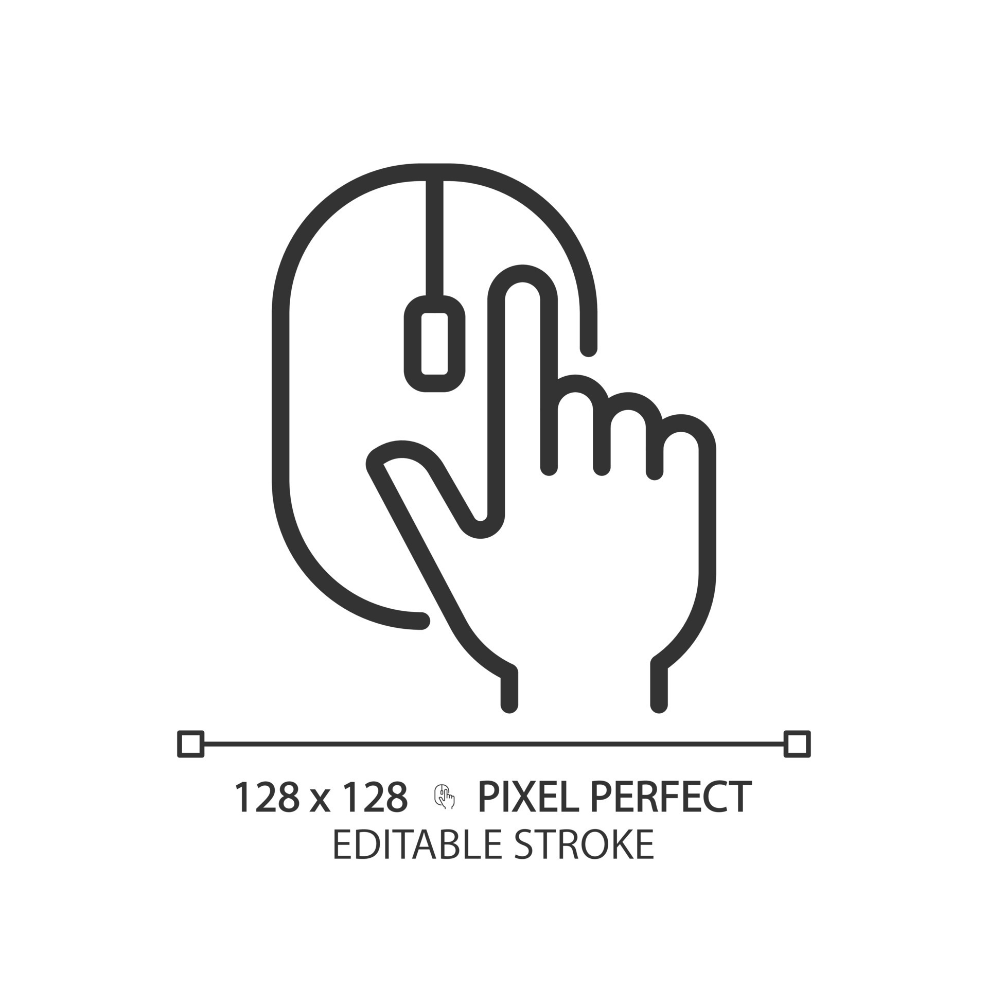 Hand With Computer Mouse Pixel Perfect Linear Icon Computer Controller